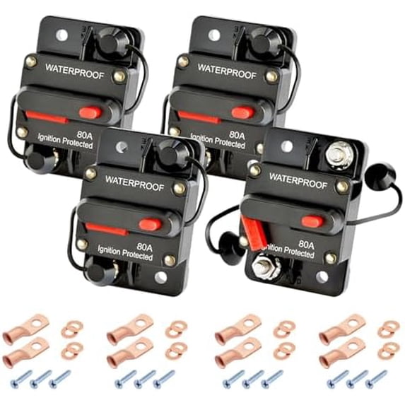 80Amp Circuit Breaker DC 12V-48V for Marine Boat Trolling Automotive RV ...
