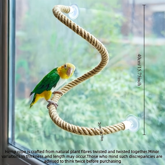 80CM Natural Jute Parrot Climbing Rope with Suction Cups – Bird Perch ...