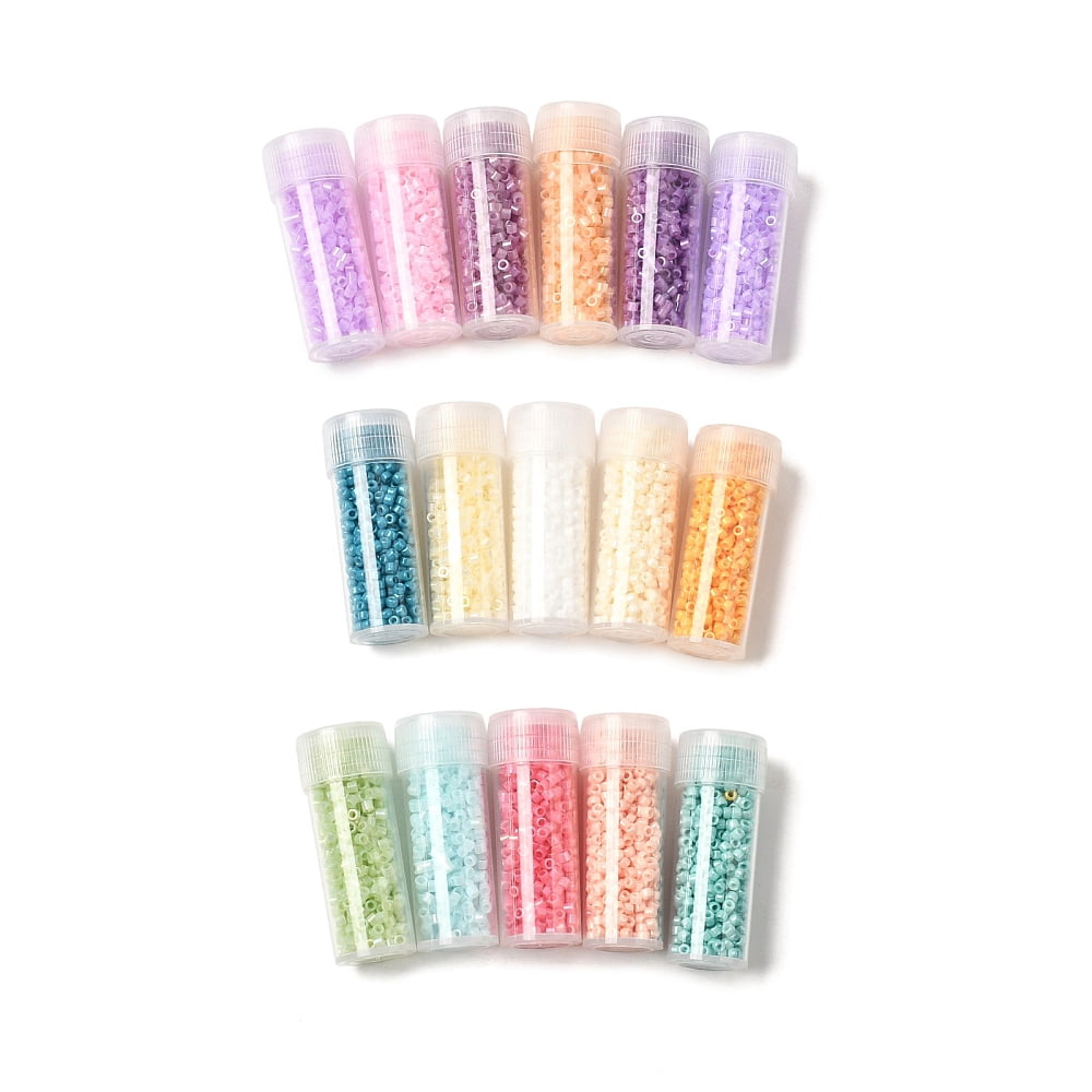 80G 16 Colors Cylinder Seed Beads Ceylon Round Hole Uniform Size Mixed ...