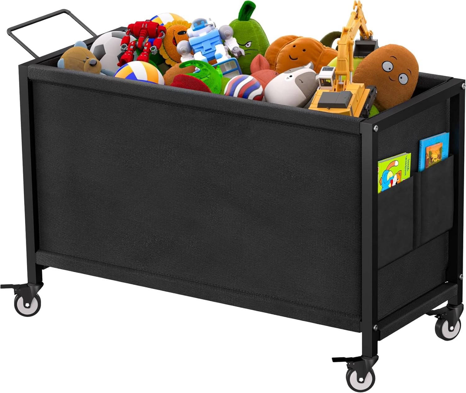 80L Large Kids Toy Box with Wheels, Toy Chest Storage Organizer for ...