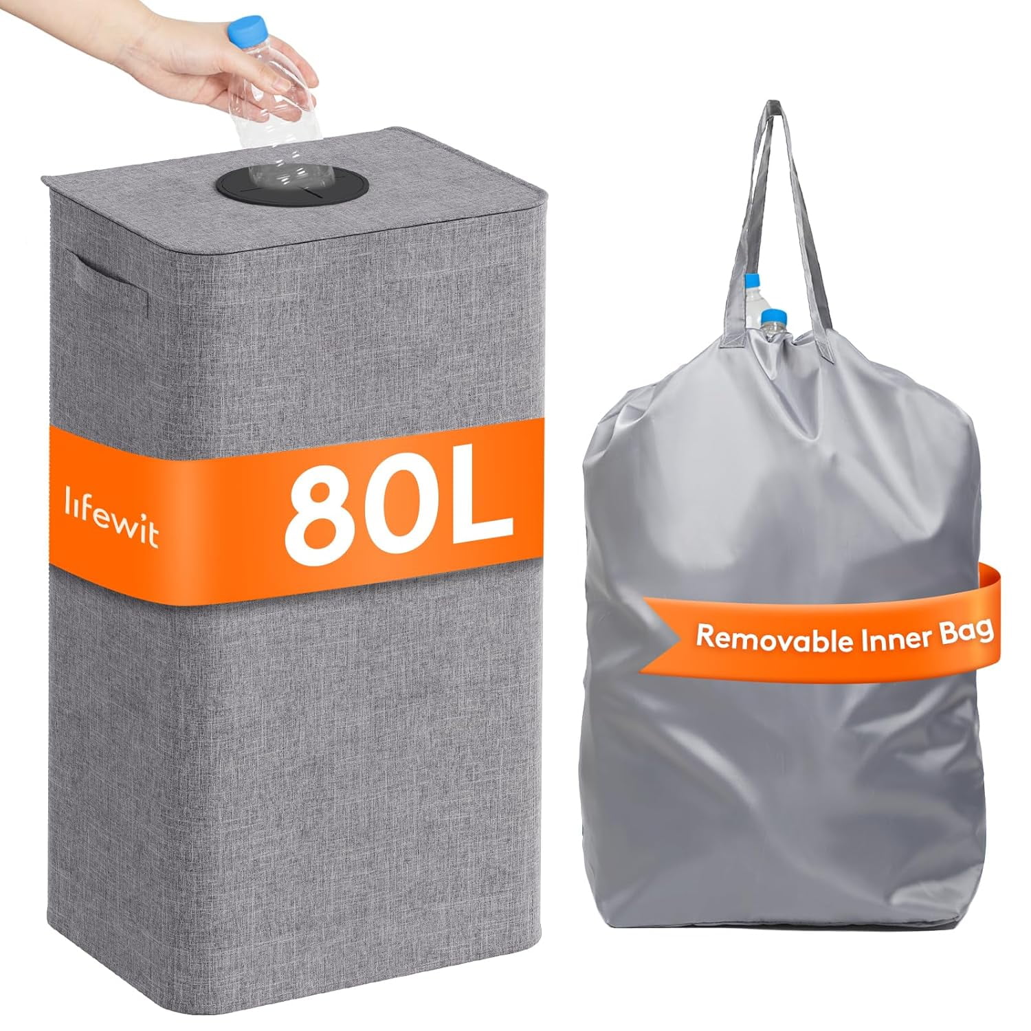 80L Recycling Bin for Kitchen, Large 26 Gallon Recycle Bin with Lid and ...