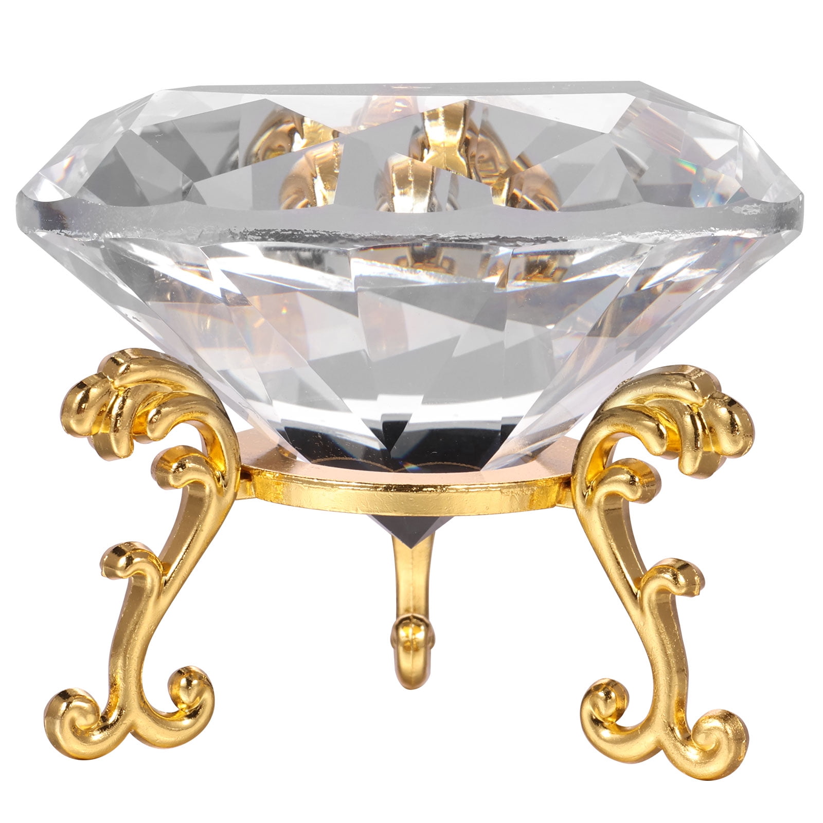 80MM Crystal Diamond Paperweight with Metal Base Stand, Clear Diamond ...