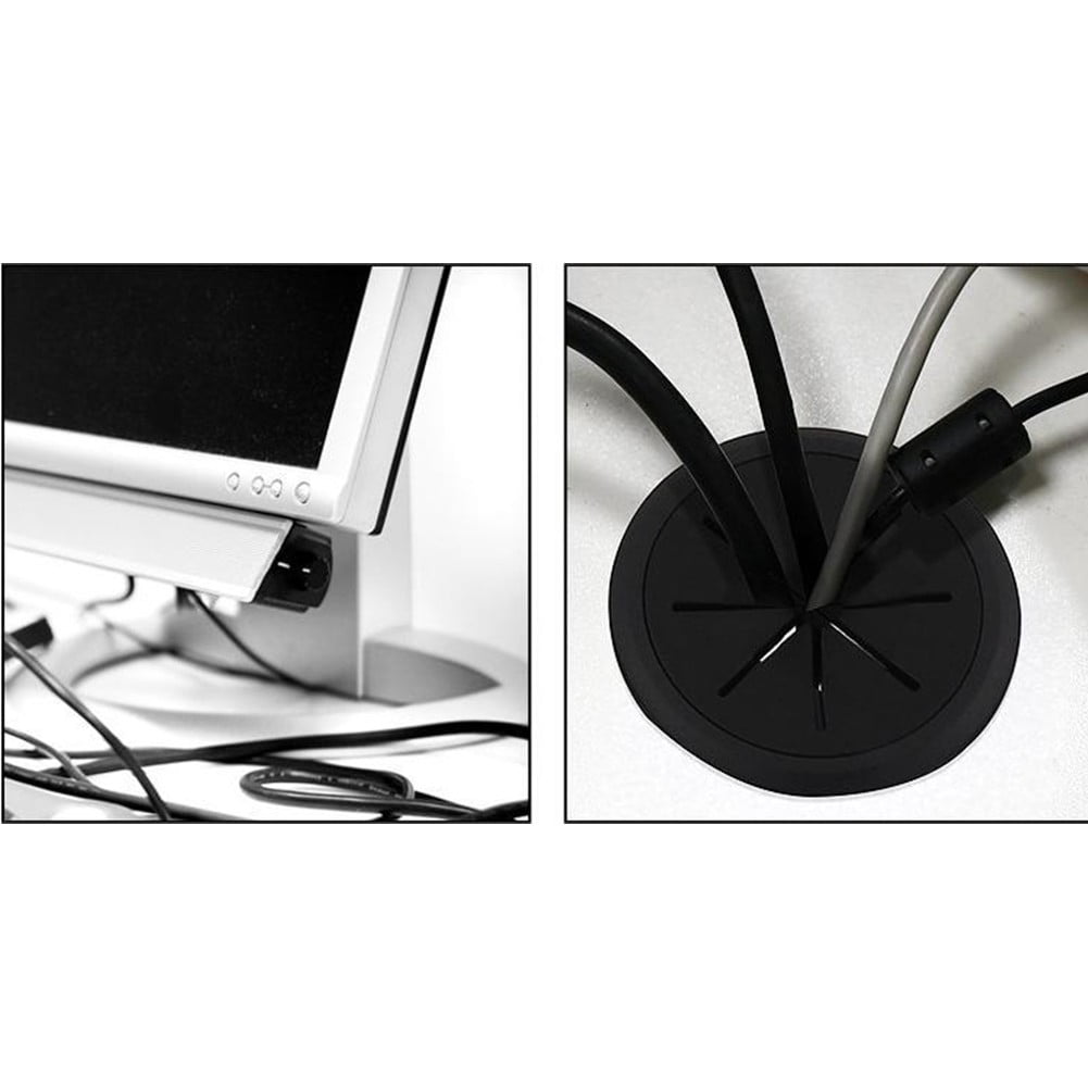 80MM Desk Cord Grommet Wire Hole Cover Line Outlet Port Threading Box ...