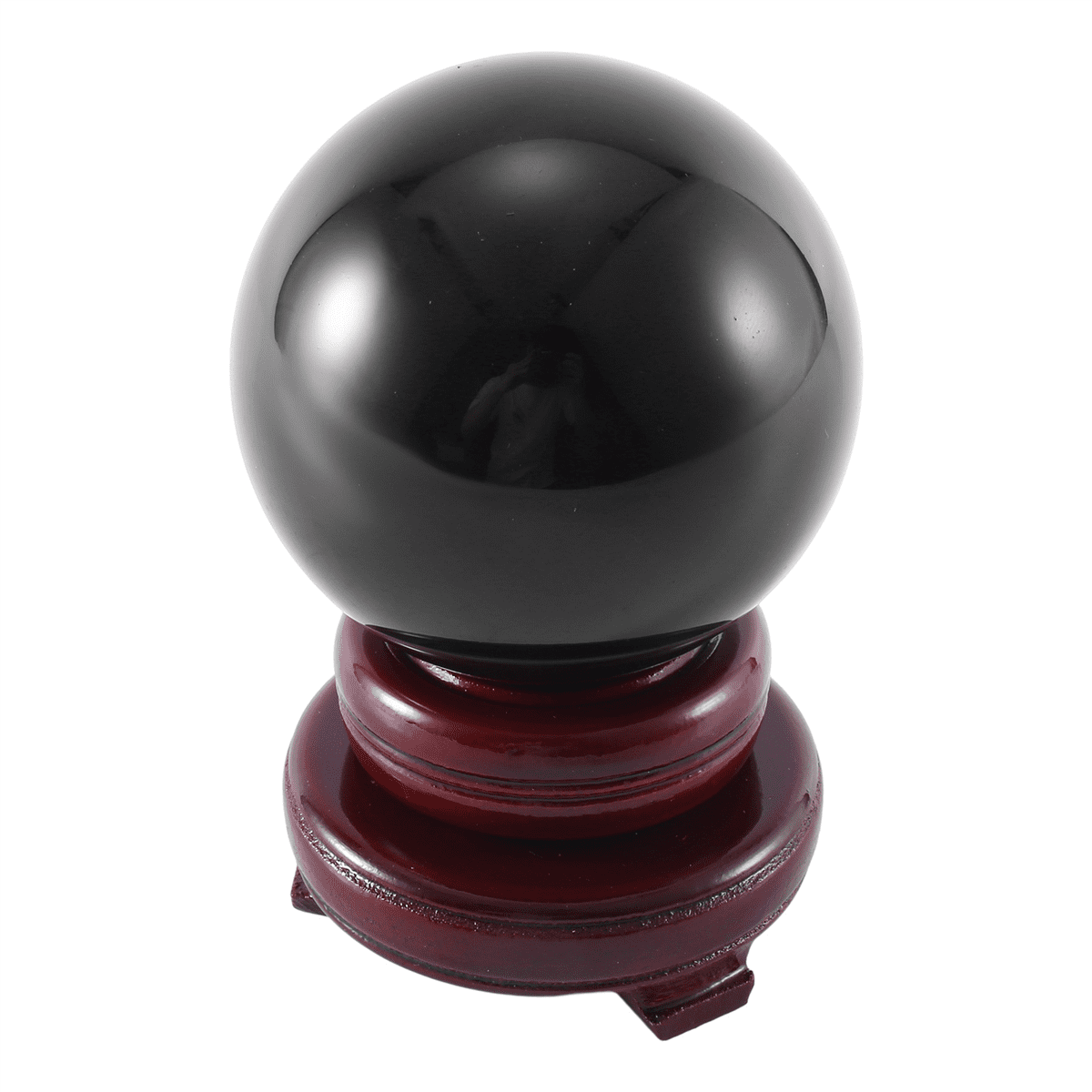 80MM Natural Black Sphere Large Crystal Ball Healing Stone with Base ...