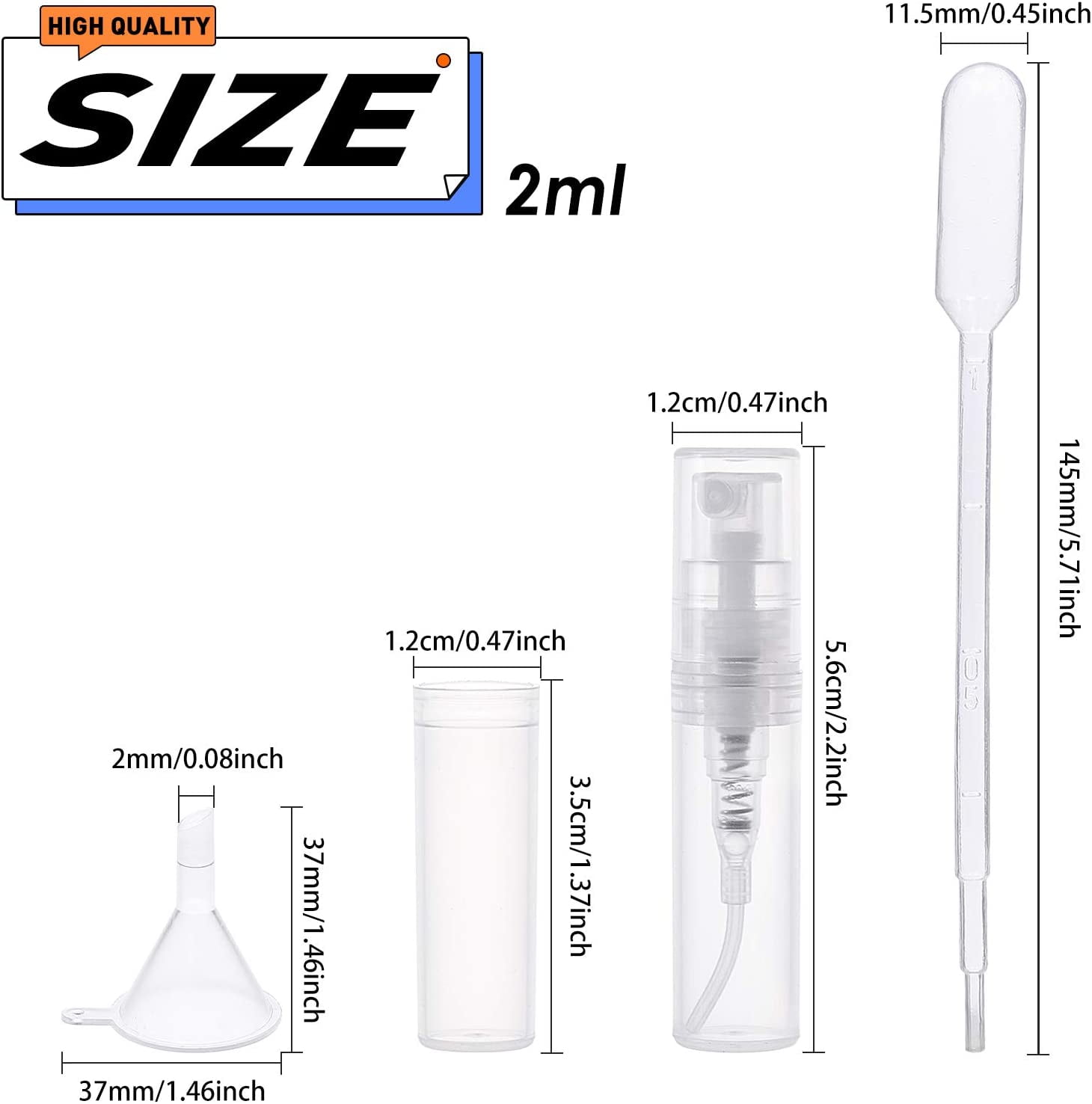 80PCS 2ml Mini Plastic Clear Spray Bottles Portable Perfume Mouthwash ...