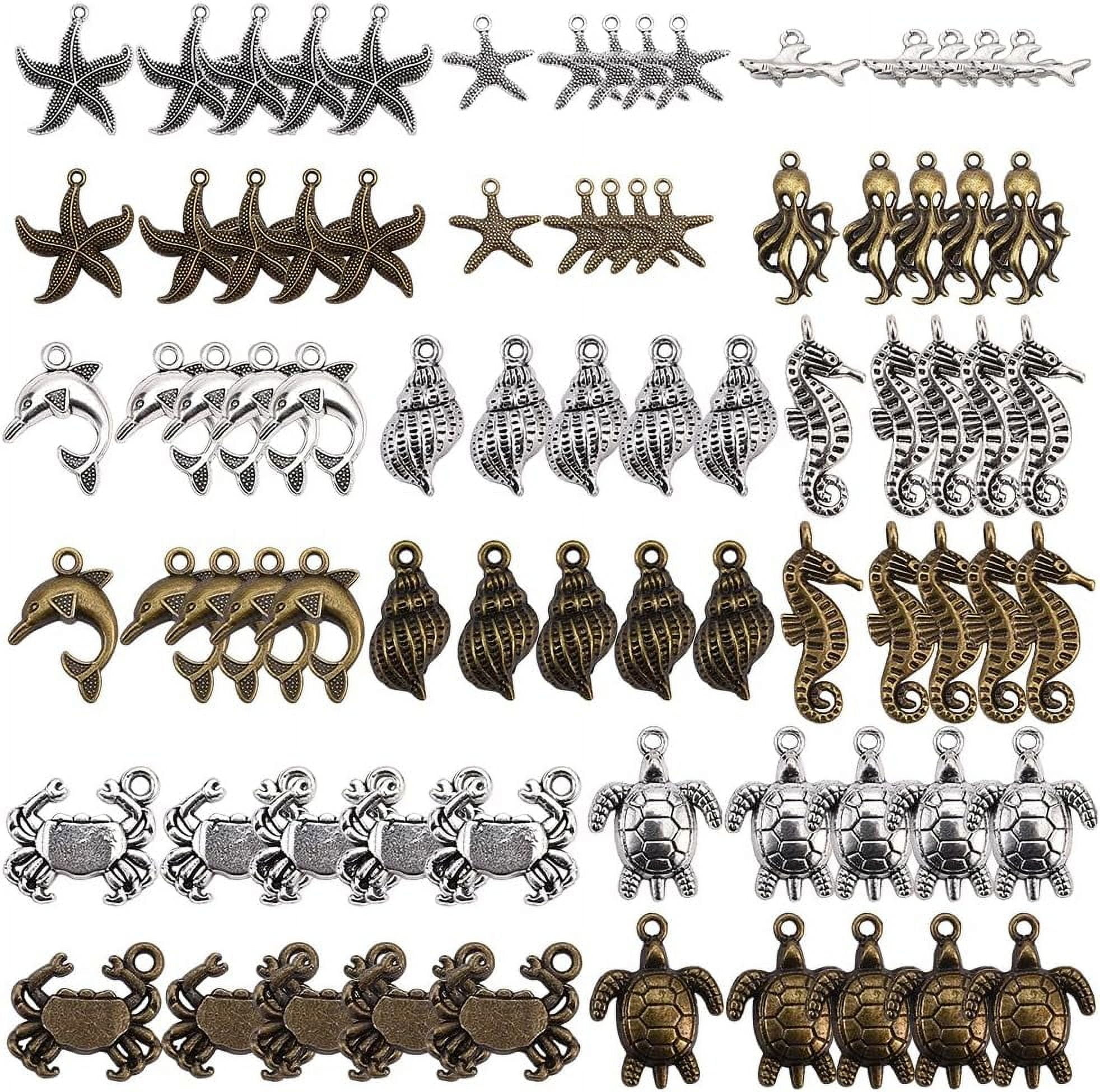 80PCS 8 Style Marine Life Charms Mixed Starfish Sea Turtle Conch ...
