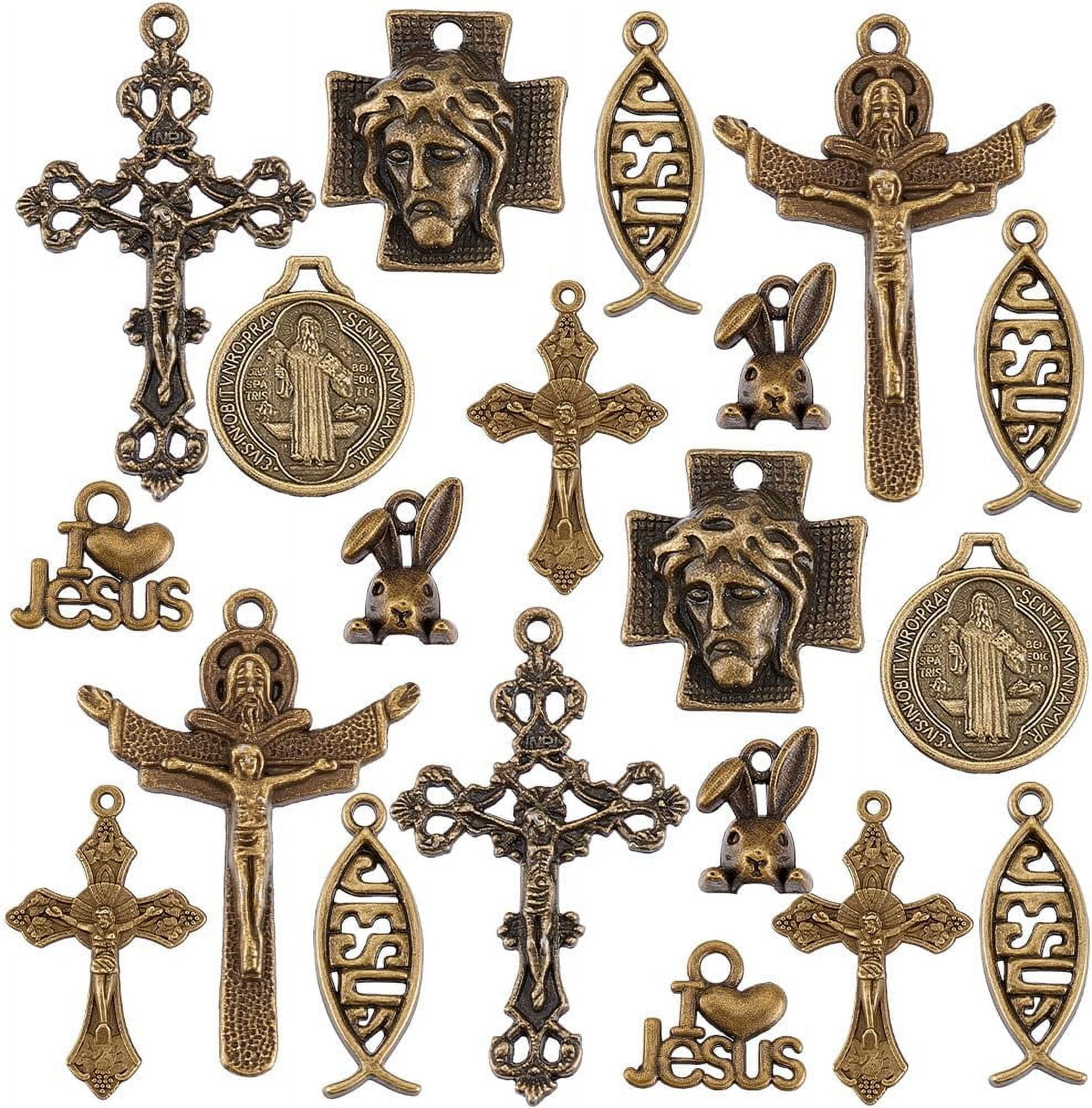 80PCS Alloy Cross Charms Pendants, 8 Style Antique Bronze Catholic ...
