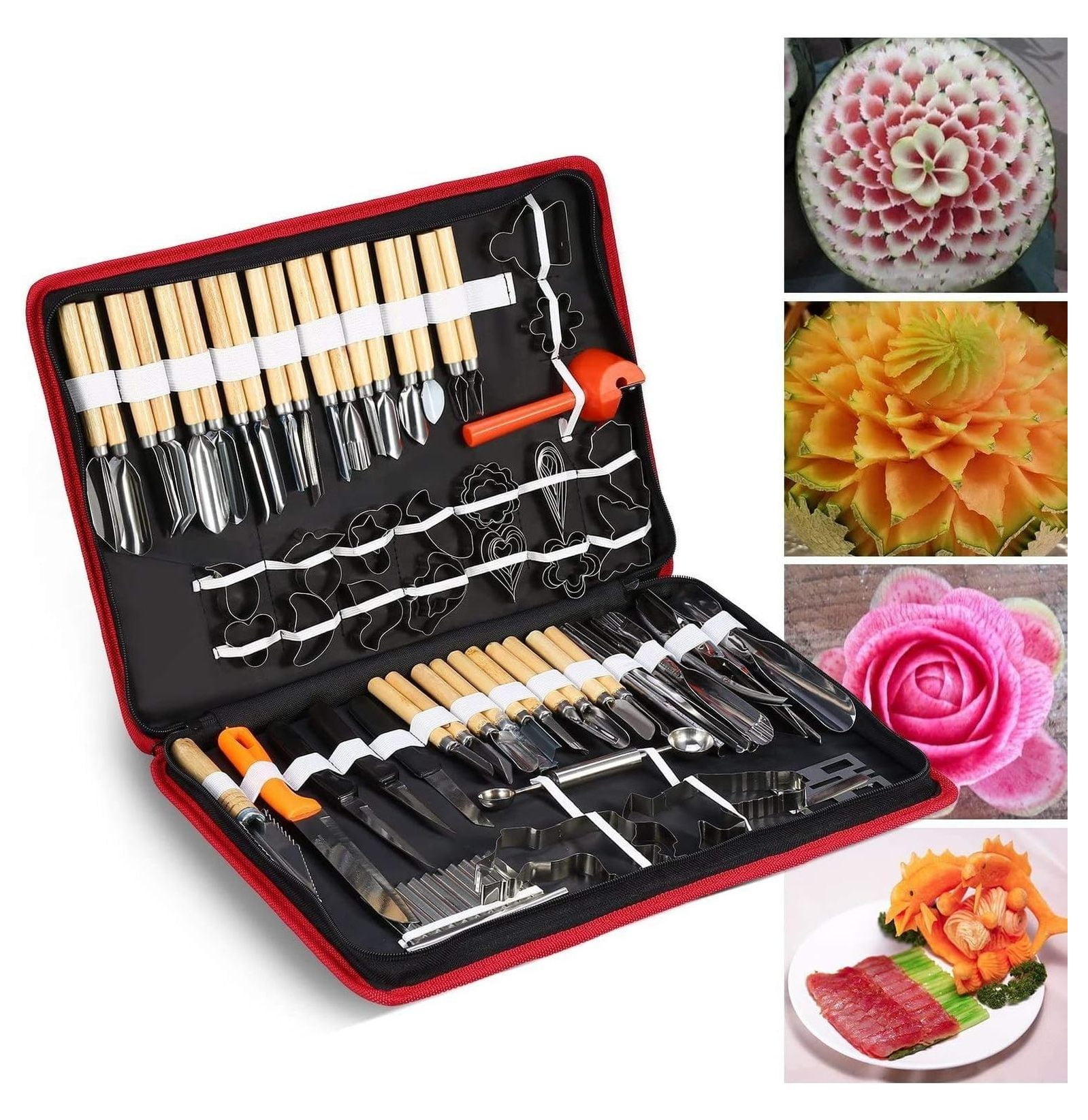 80PCS Carving Tools, Culinary Carving Peeling Tools Kit For Fruit ...