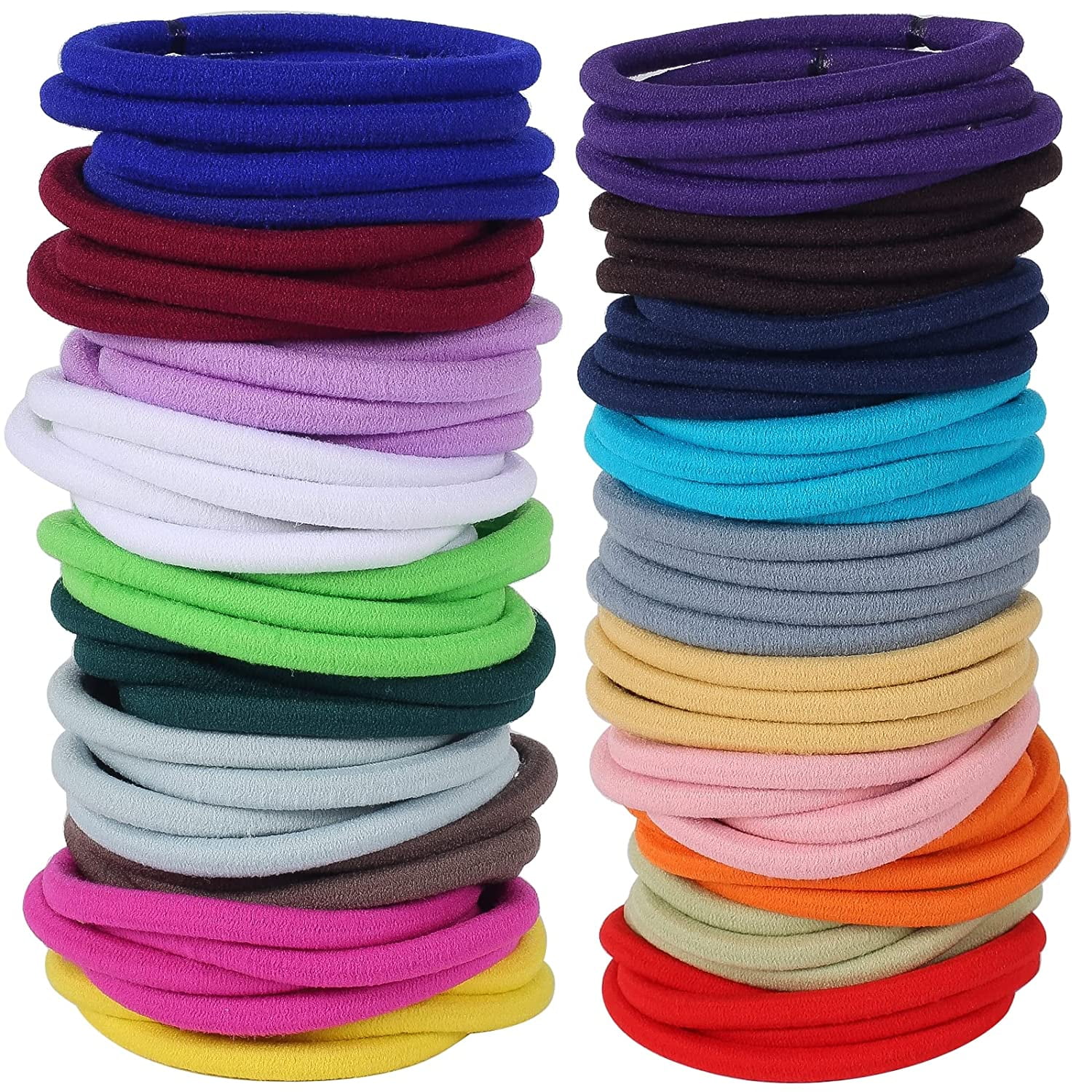 80PCS Hair Elastics, 6MM Colorful Ponytail Holders, 2 Inch in Diameter ...
