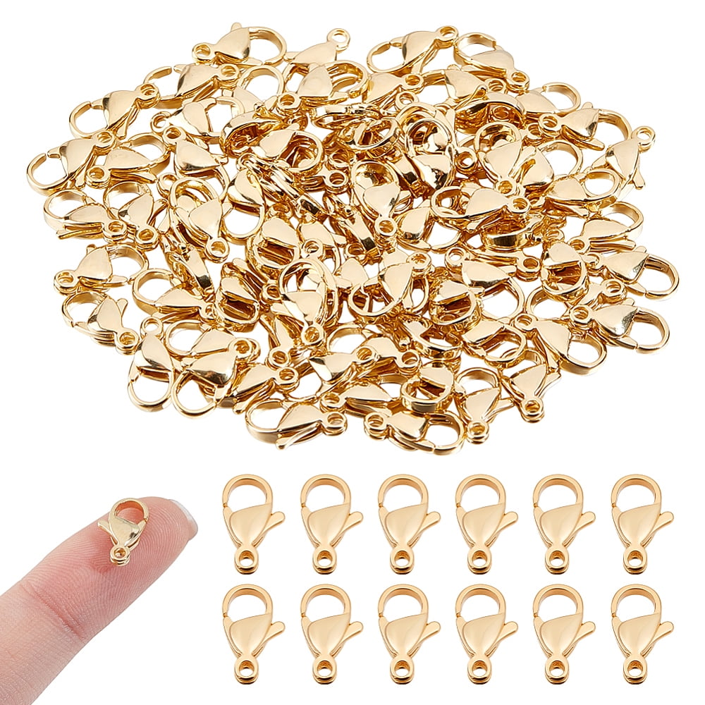 80PCS Lobster Claw Clasps 24K Gold Plated Jewelry Hooks 12mmx7mm ...