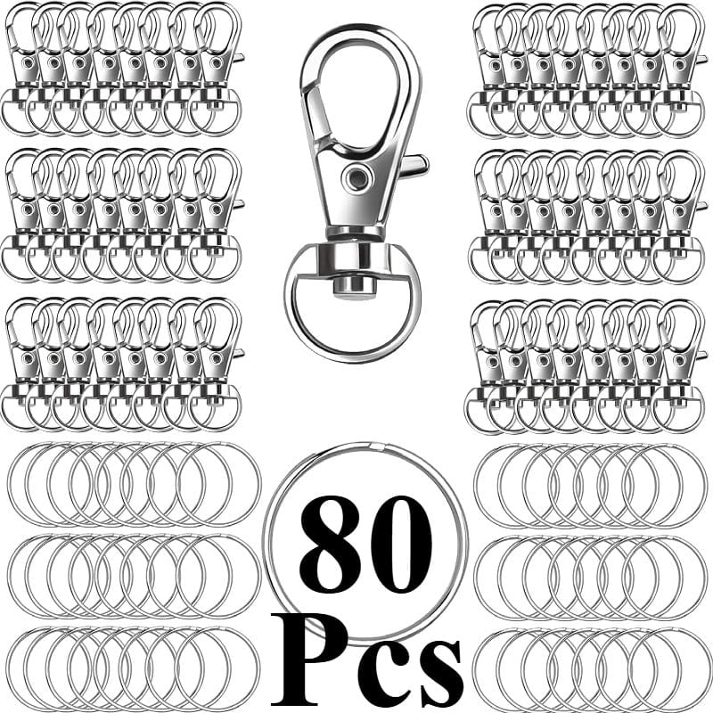 80PCS Lobster Claw Clasps and Key Rings, 40PCS Keychains Clips and ...