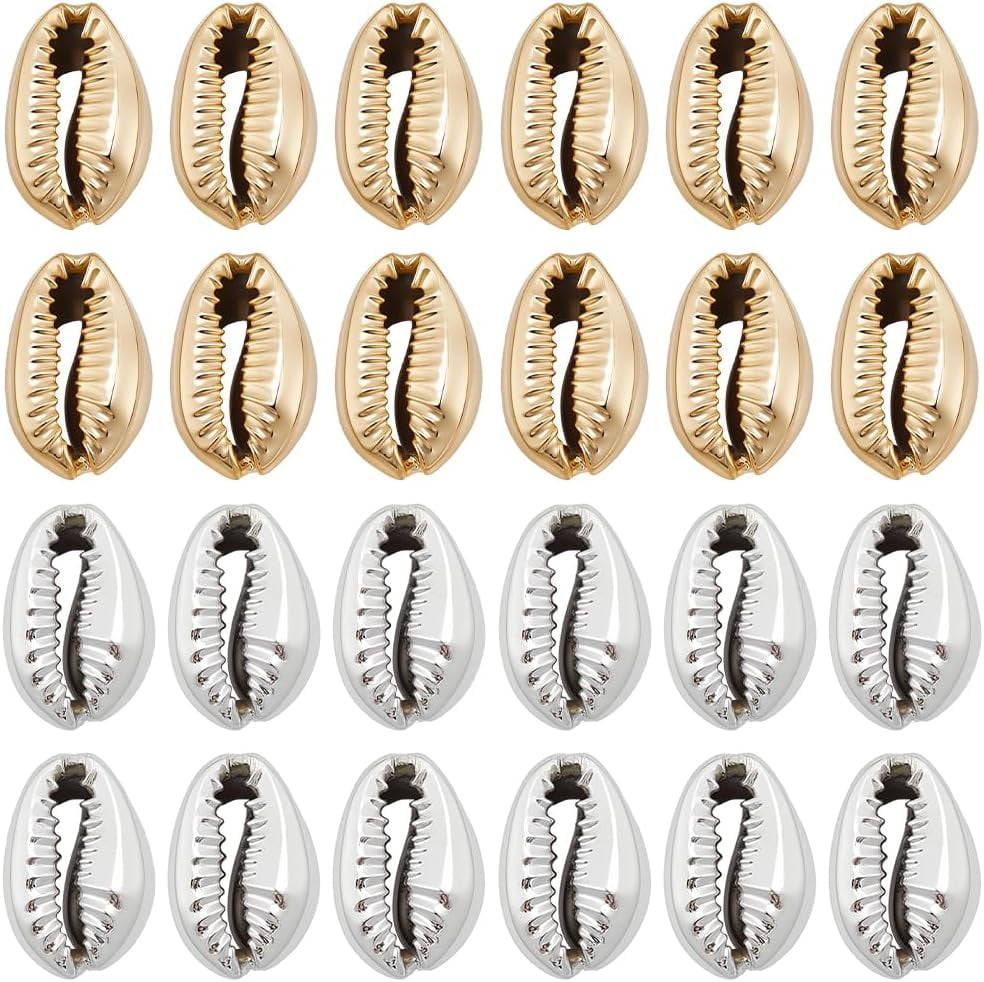 80PCS Natural Cowrie Shell Beads with Hole Summer Ocean Theme Gold ...