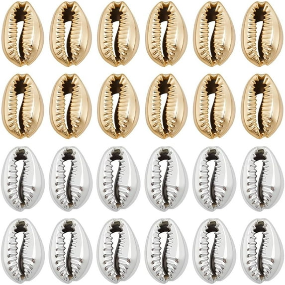 80PCS Natural Cowrie Shell Beads with Hole Summer Ocean Theme Gold ...