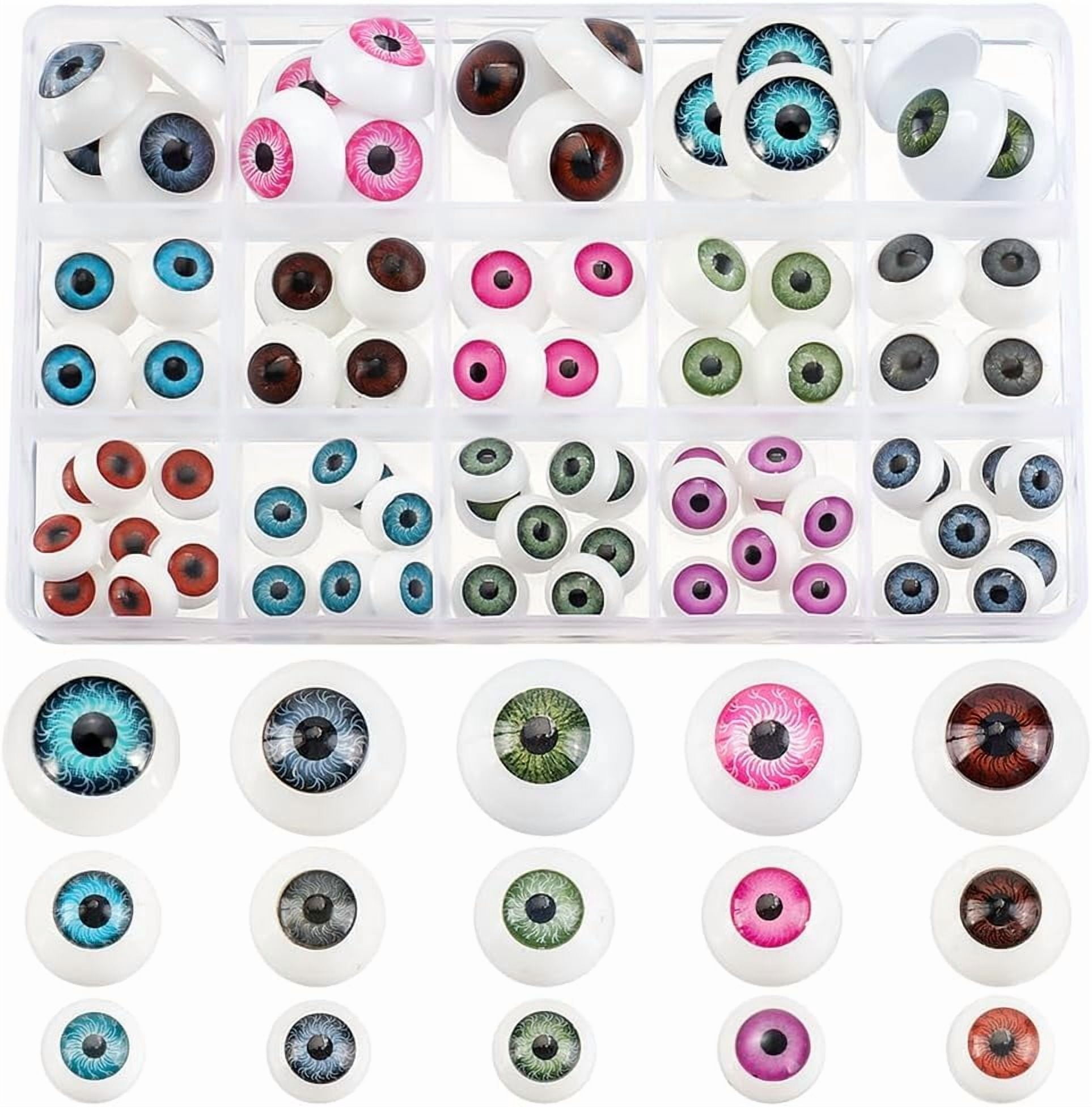 80PCS Realistic Eyeballs 15 Styles Half Round Acrylic Eyes Hollow ...