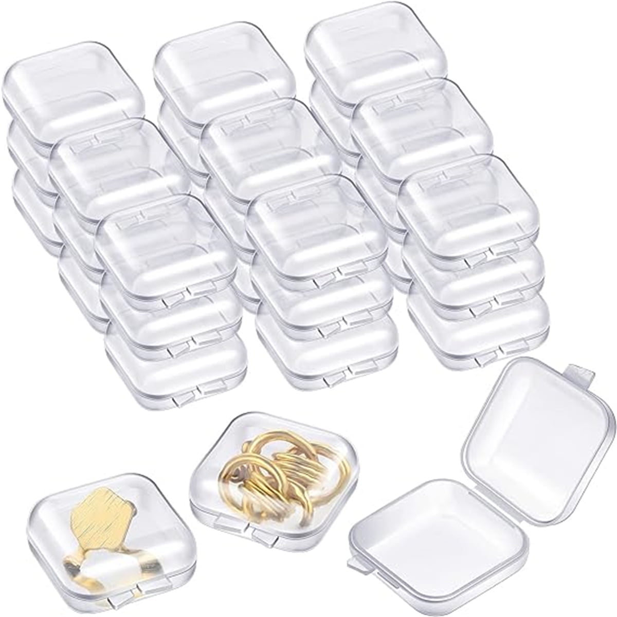 80Pack Clear Jewelry Box with Lid, Mini Plastic Storage Container ...
