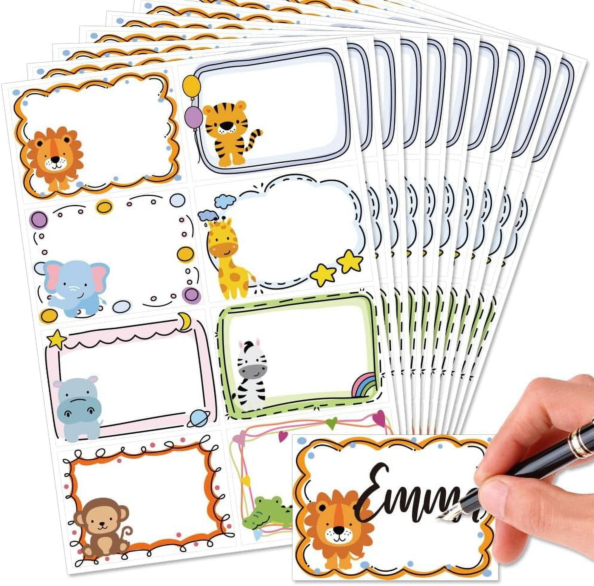 80Pcs/10 Sheets Animal Name Tags Stickers 3.3x2.4 Inch Self Adhesive ...
