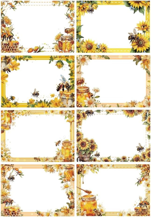 80Pcs/10 Sheets Bee Name Tags Stickers 3.3x2.4 Inch Self Adhesive Name ...