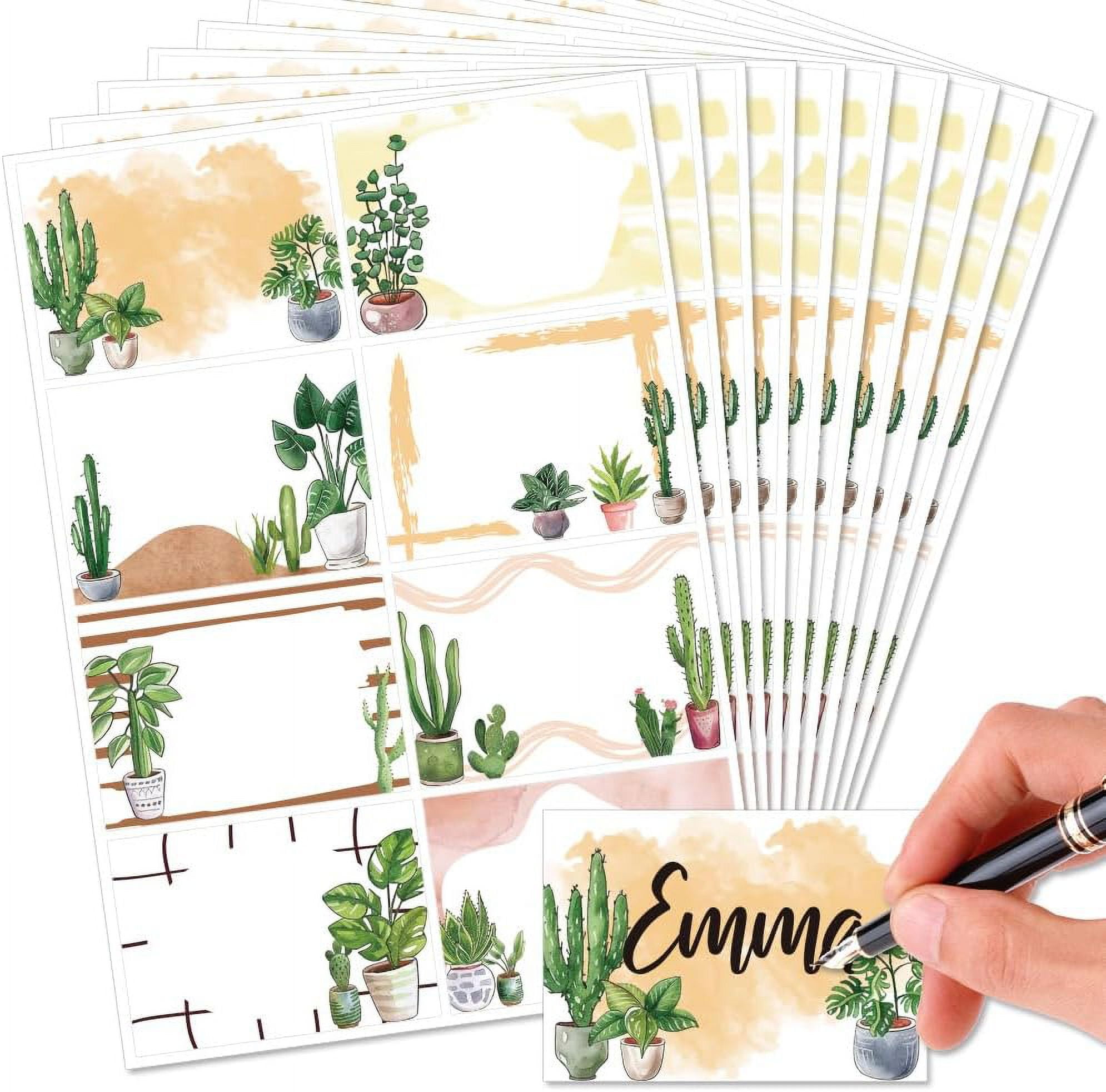 80Pcs/10 Sheets Cactus Name Tags Stickers 3.3x2.4 Inch Self Adhesive ...