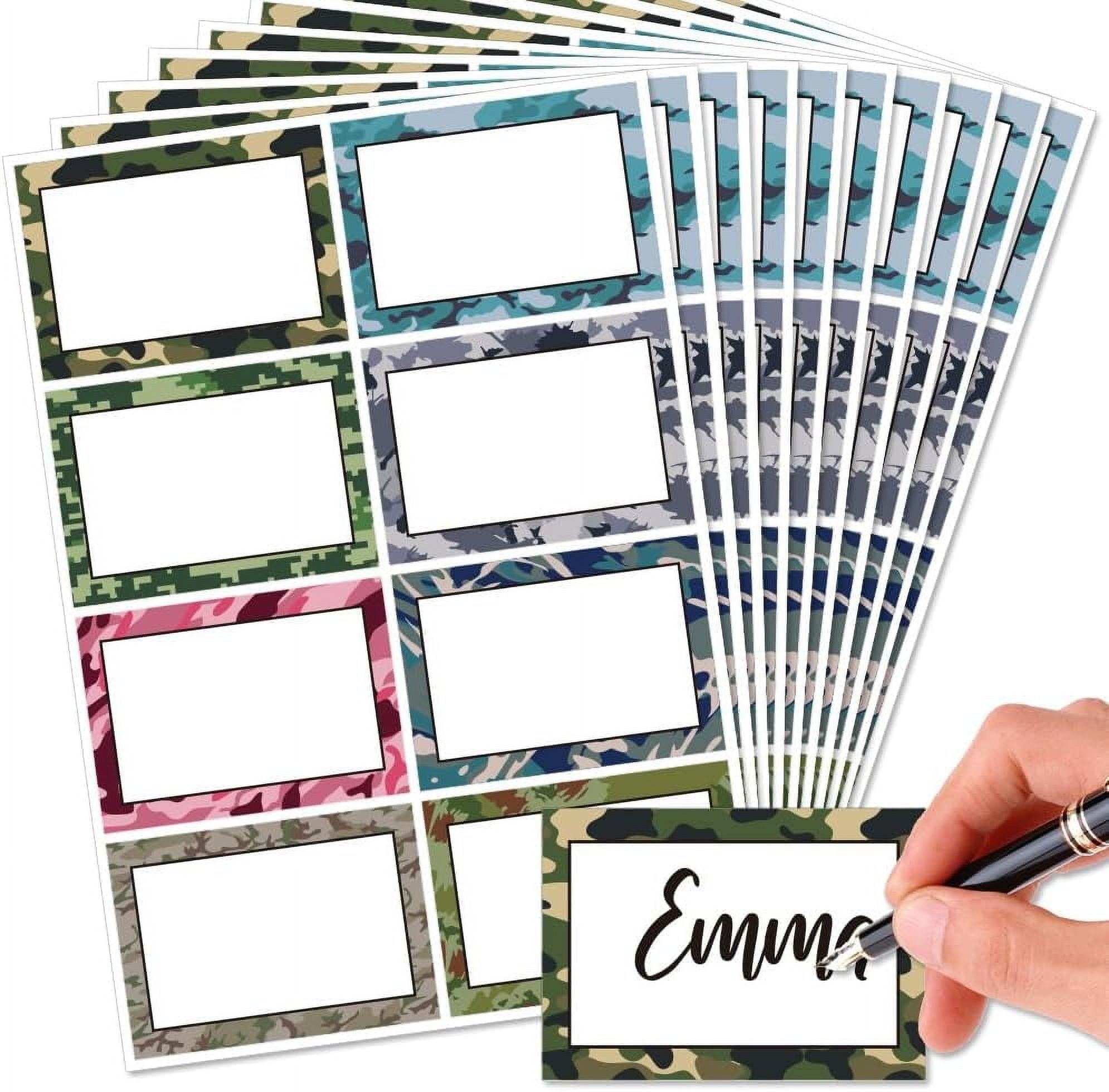 80Pcs/10 Sheets Camouflage Name Tags Stickers 3.3x2.4 Inch Self ...