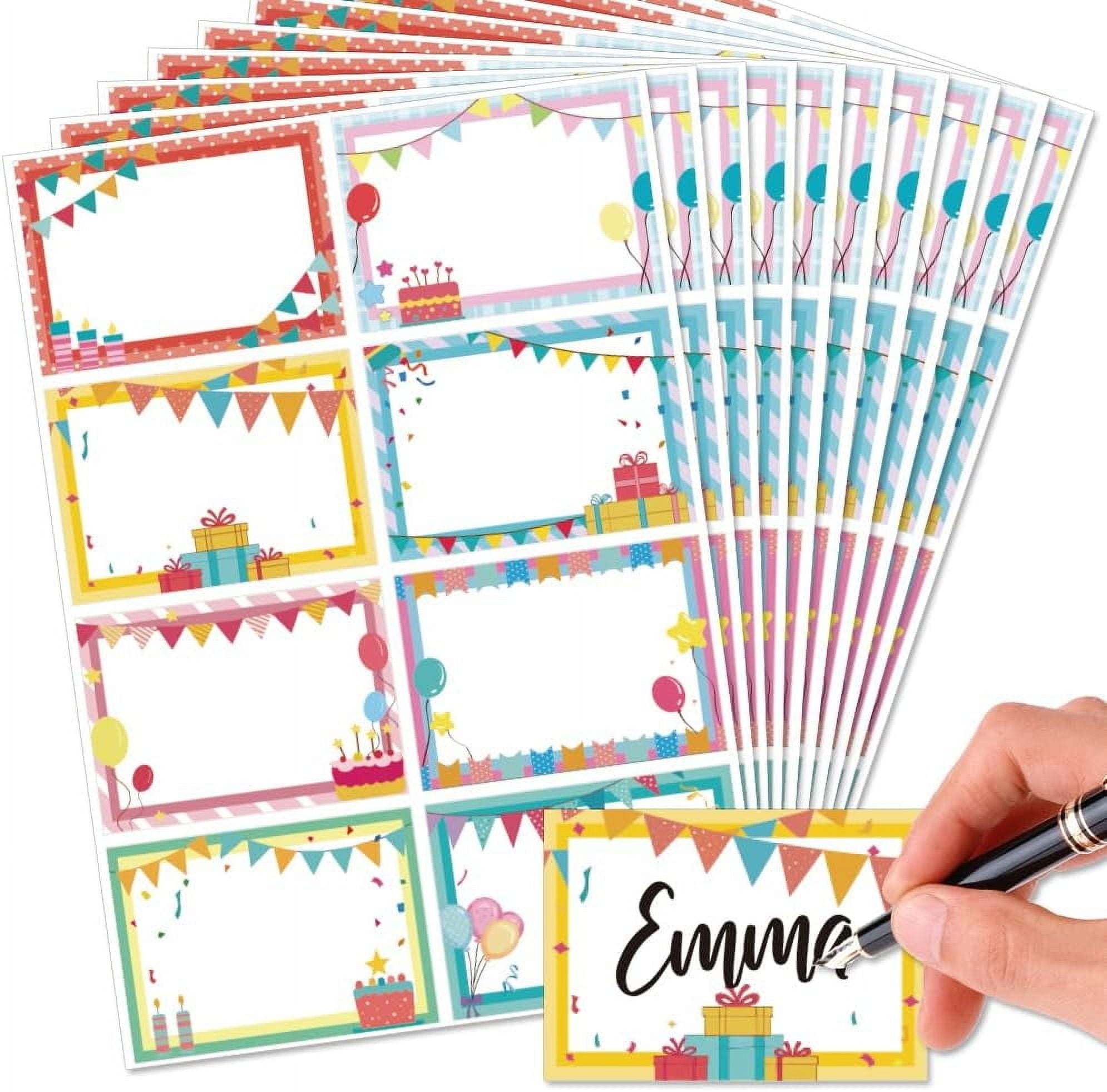 80Pcs/10 Sheets Party Theme Name Tags Stickers 3.3x2.4 Inch Self ...