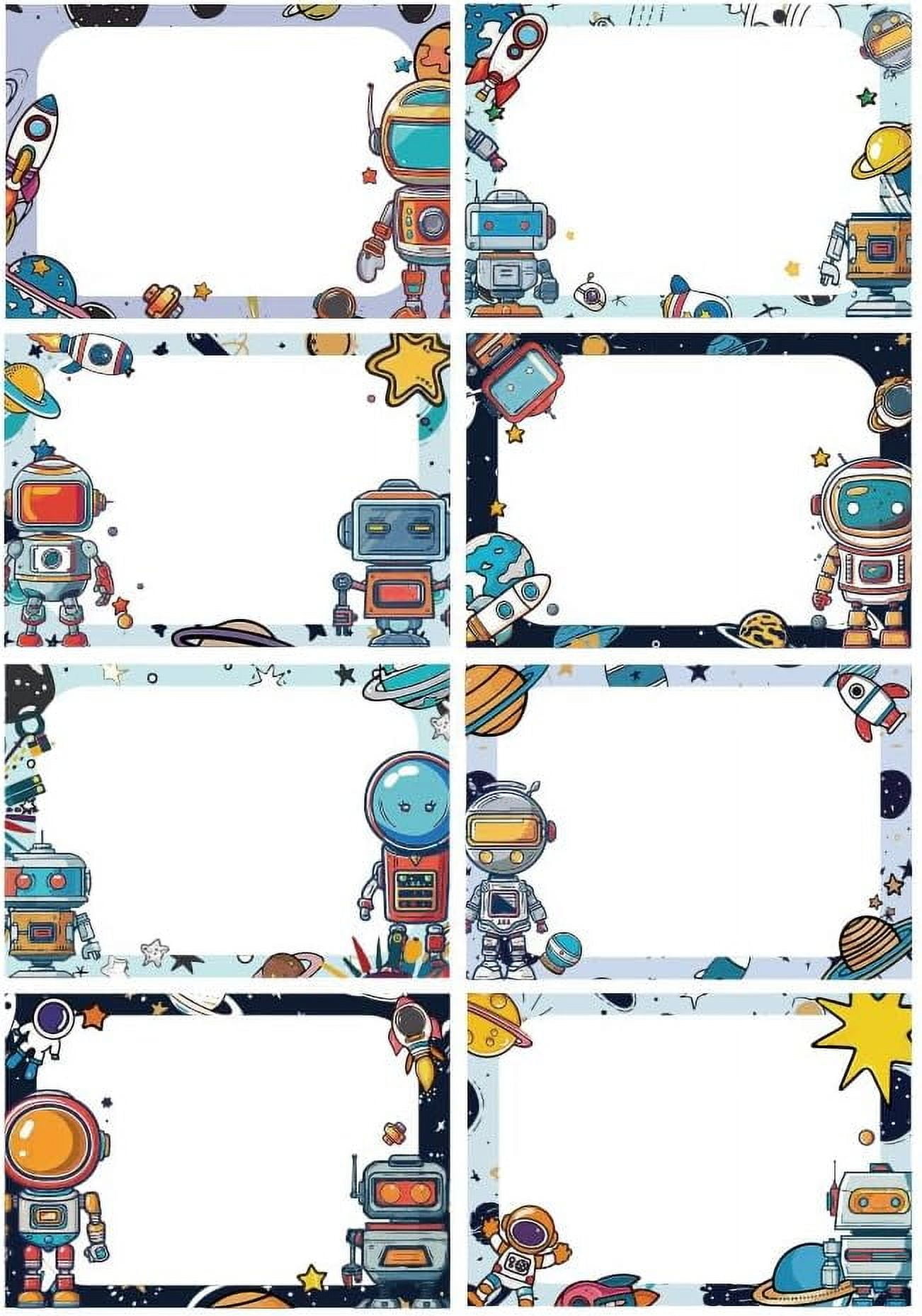 80Pcs/10 Sheets Robot Name Tags Stickers 3.3x2.4 Inch Self Adhesive ...