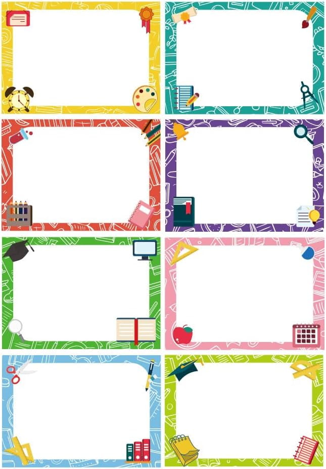 80Pcs/10 Sheets School Theme Name Tags Stickers 3.3x2.4 Inch Self ...