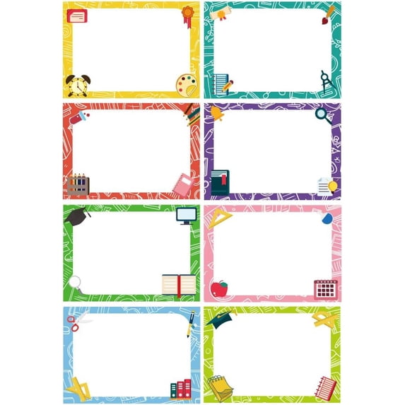 80Pcs/10 Sheets School Theme Name Tags Stickers 3.3x2.4 Inch Self ...