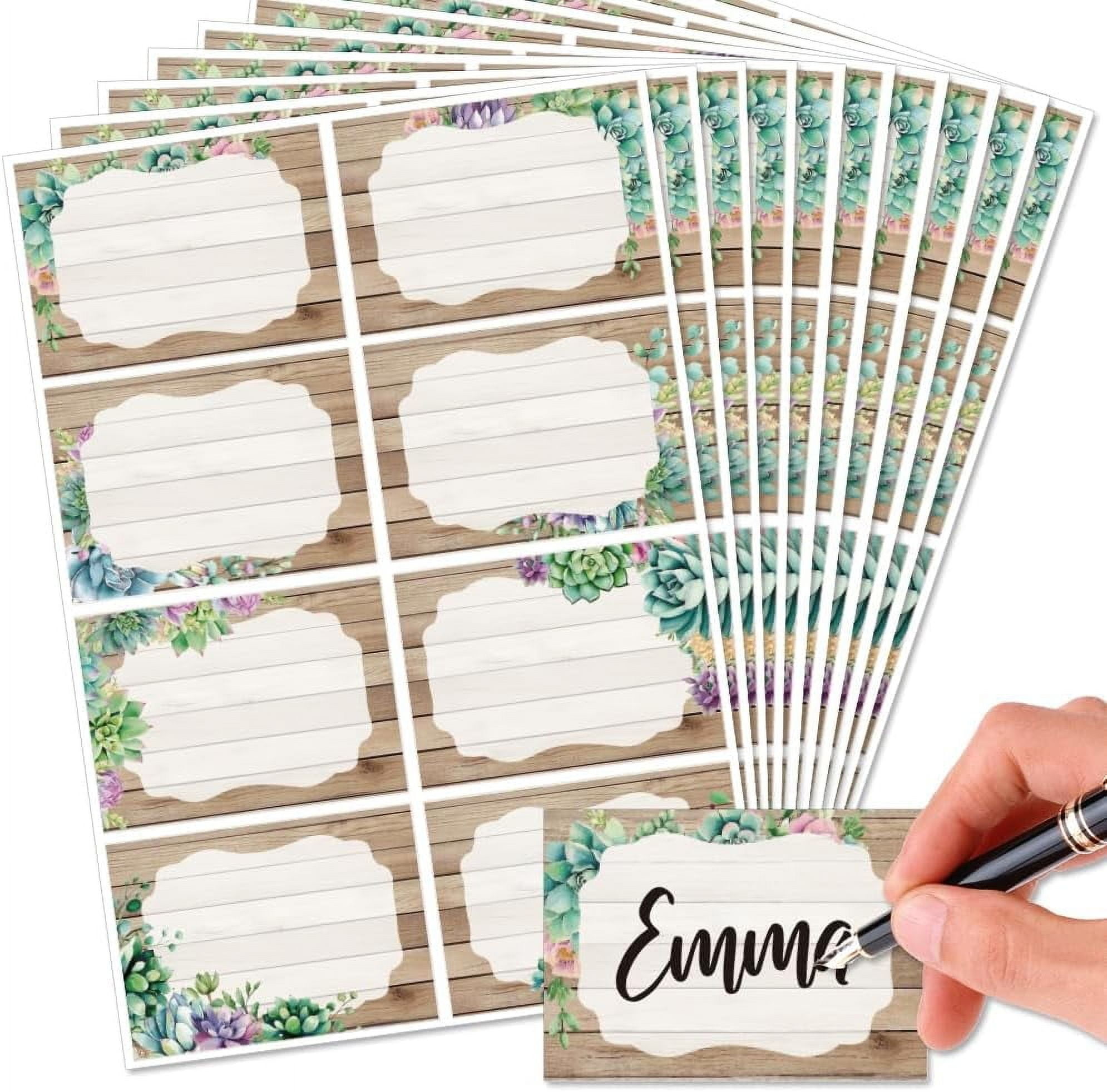 80Pcs/10 Sheets Succulent Plants Name Tags Stickers 3.3x2.4 Inch Wood ...