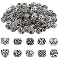 80Pcs 10 Styles Alloy European Beads Large Hole Beads Hollow Mixed ...