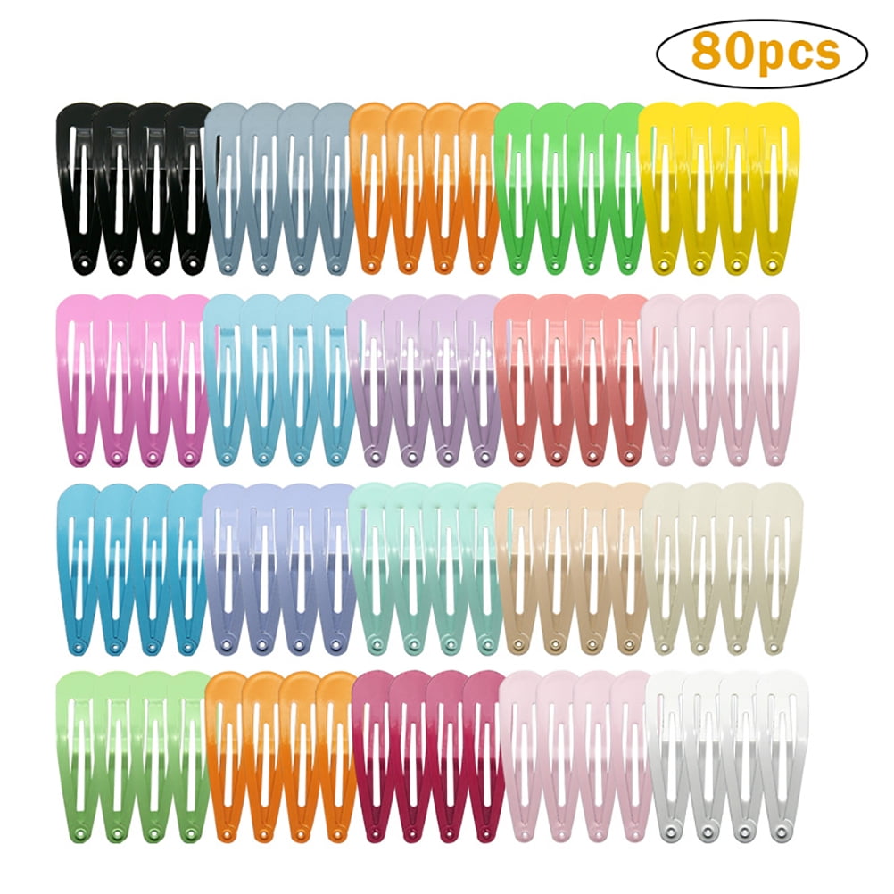 80Pcs 18 Colors Snap Hair Clips Hair Barrettes Candy Color Snap ...
