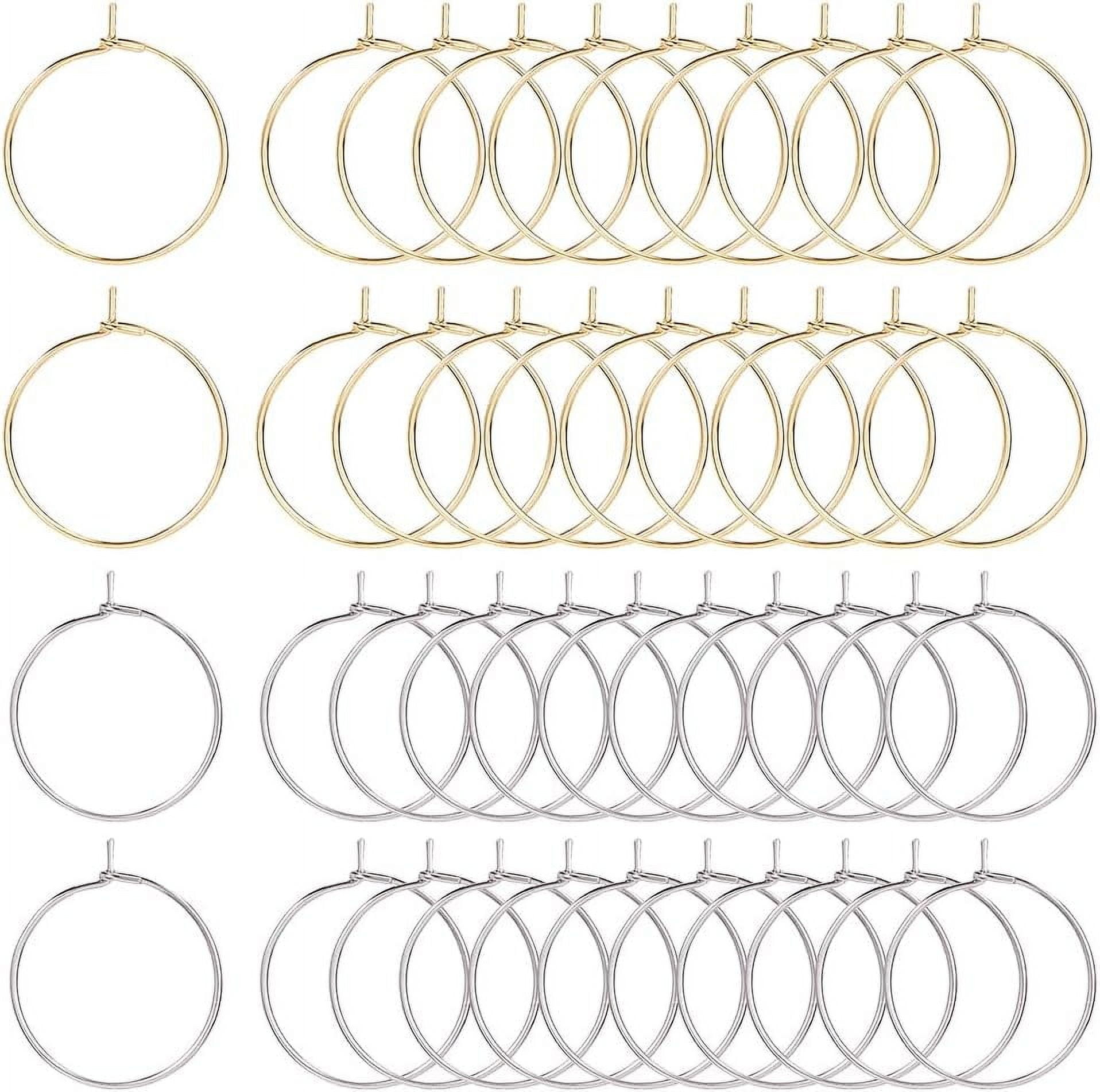 80Pcs 2 Colors Beading Hoop Earrings Wine Glass Charm 20mm Round Hoop ...