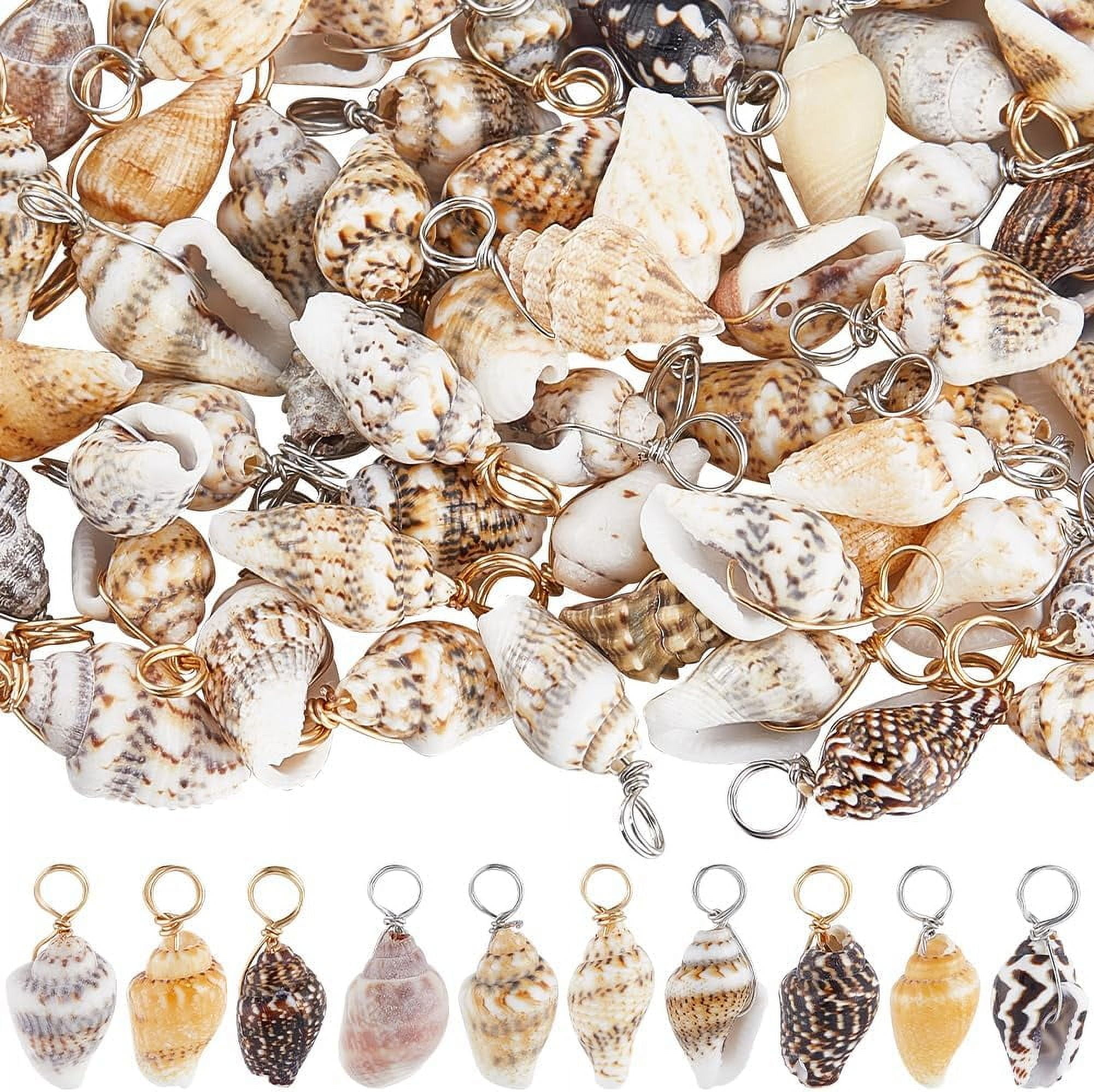 80Pcs 2 Colors Natural Shell Pendants Shell Shape Charms with Copper ...