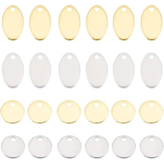 80Pcs 2 Colors Oval Blank Charms Hypoallergenic Flat Round Stamping ...