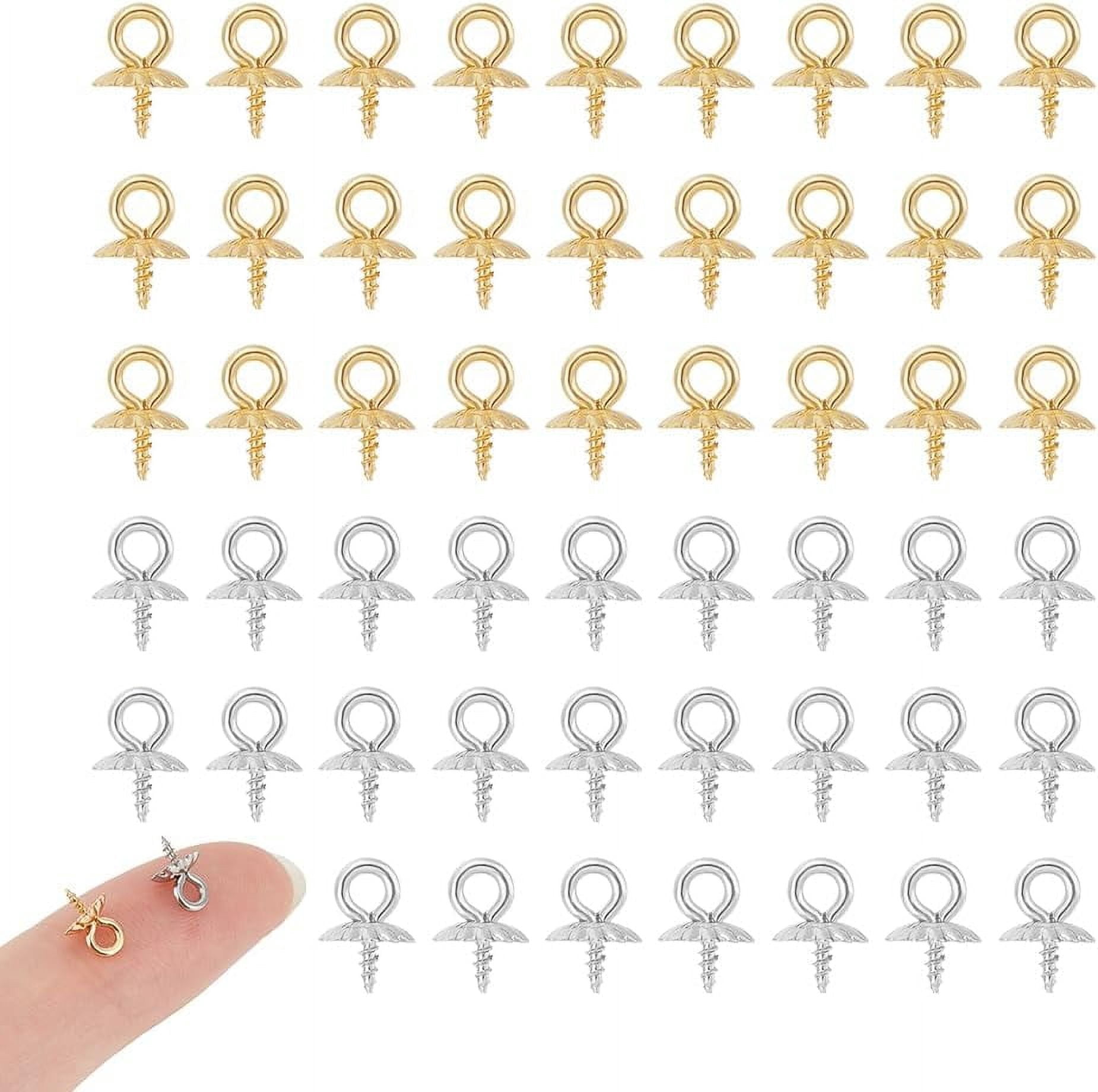 80Pcs 2 Colors Real 18K Gold Plated Stainless Steel Screw Eye Pin Peg ...