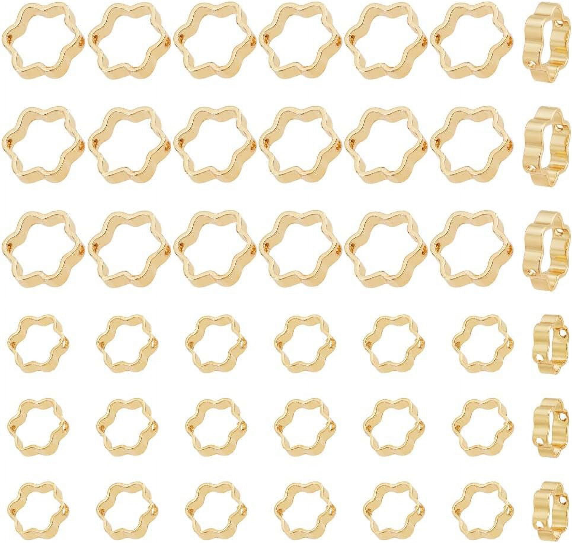 80Pcs 2 Sizes Double Hole Flower Bead Frames Flower Spacer Bead Frames ...