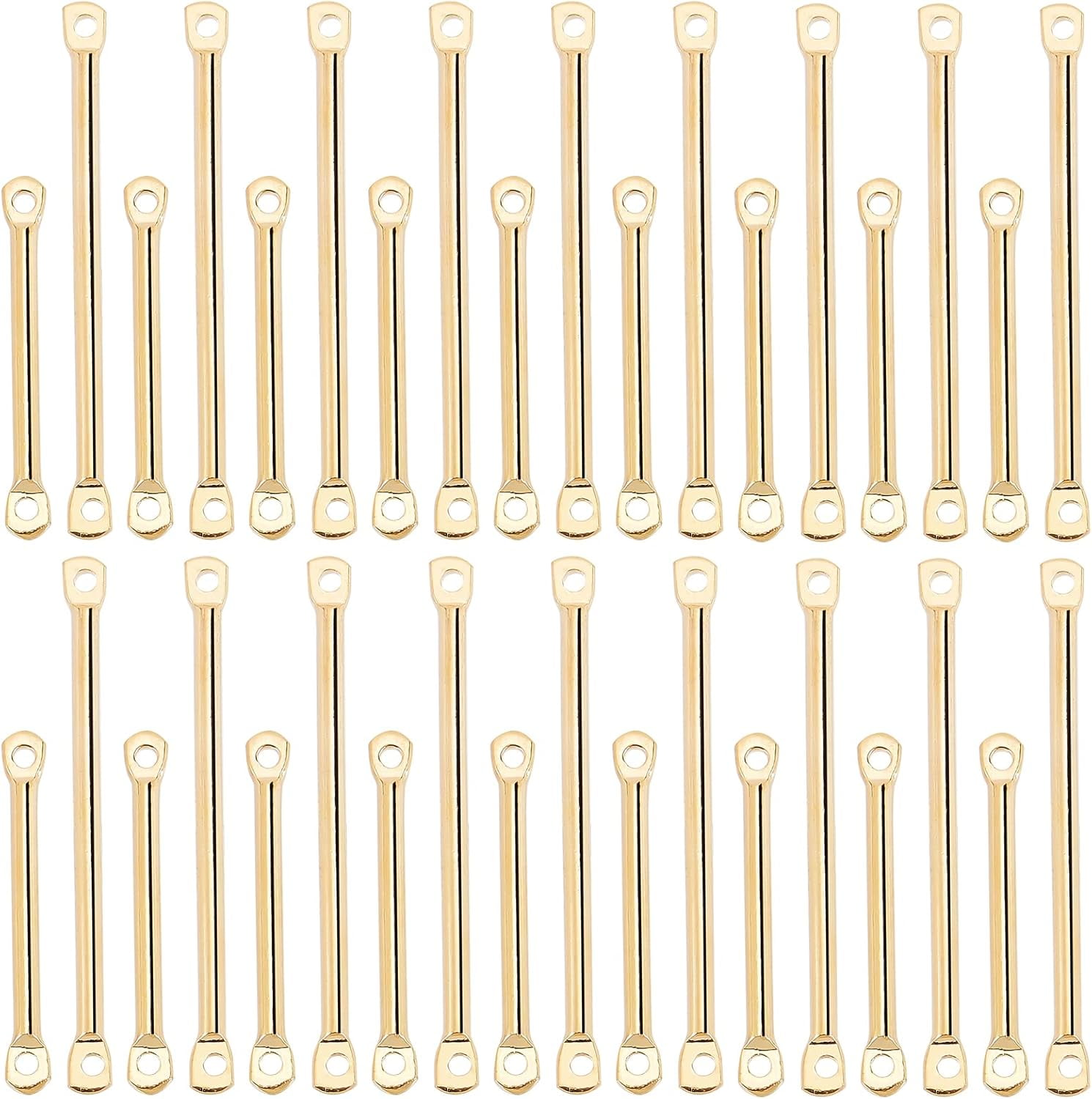 80Pcs 2 Sizes Golden Stick Strip Links Brass Bar Charm Connector 2 ...