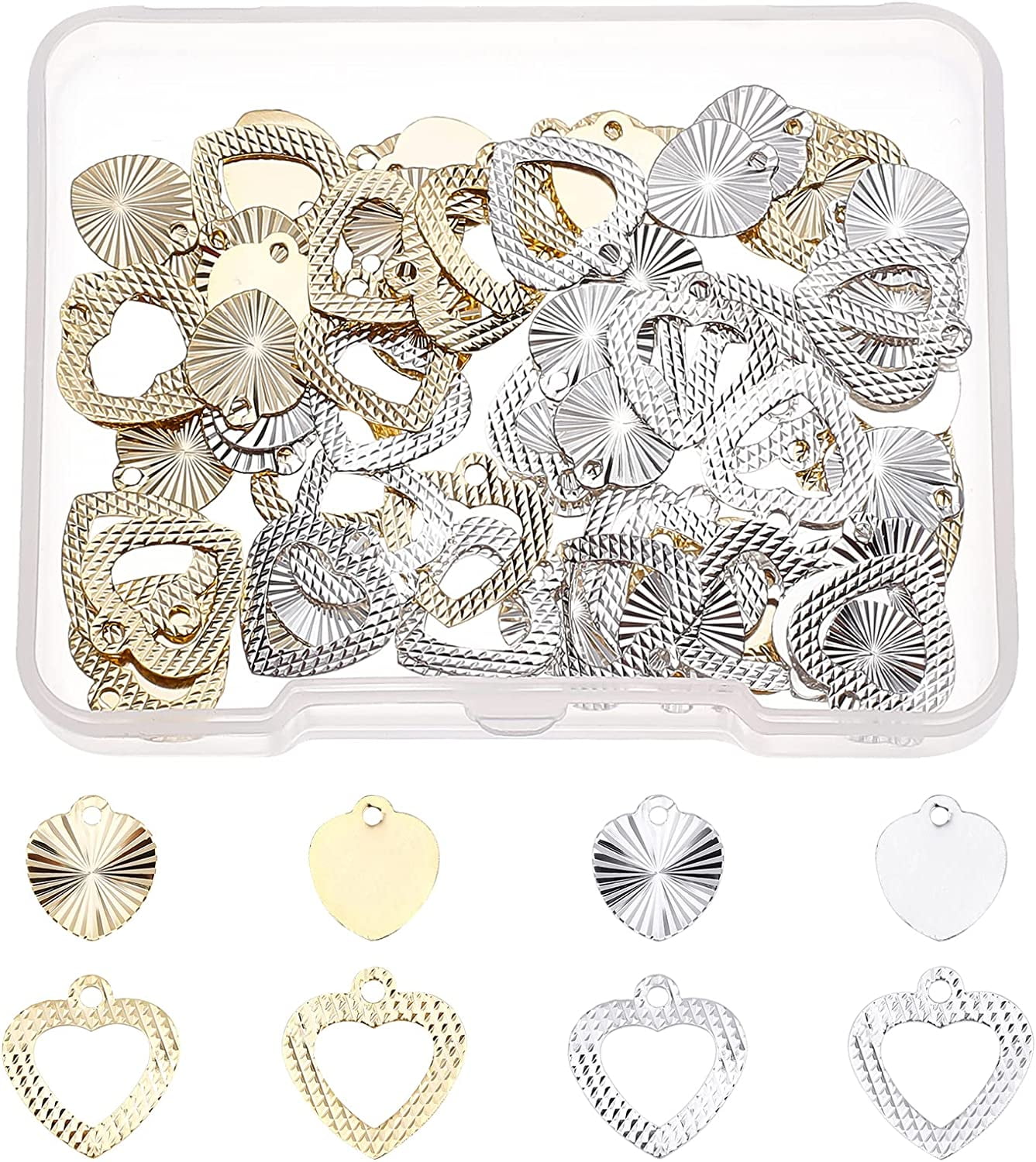 80Pcs 2 Style Brass Heart Charms Love Shape Copper Pendant 2 Colors ...