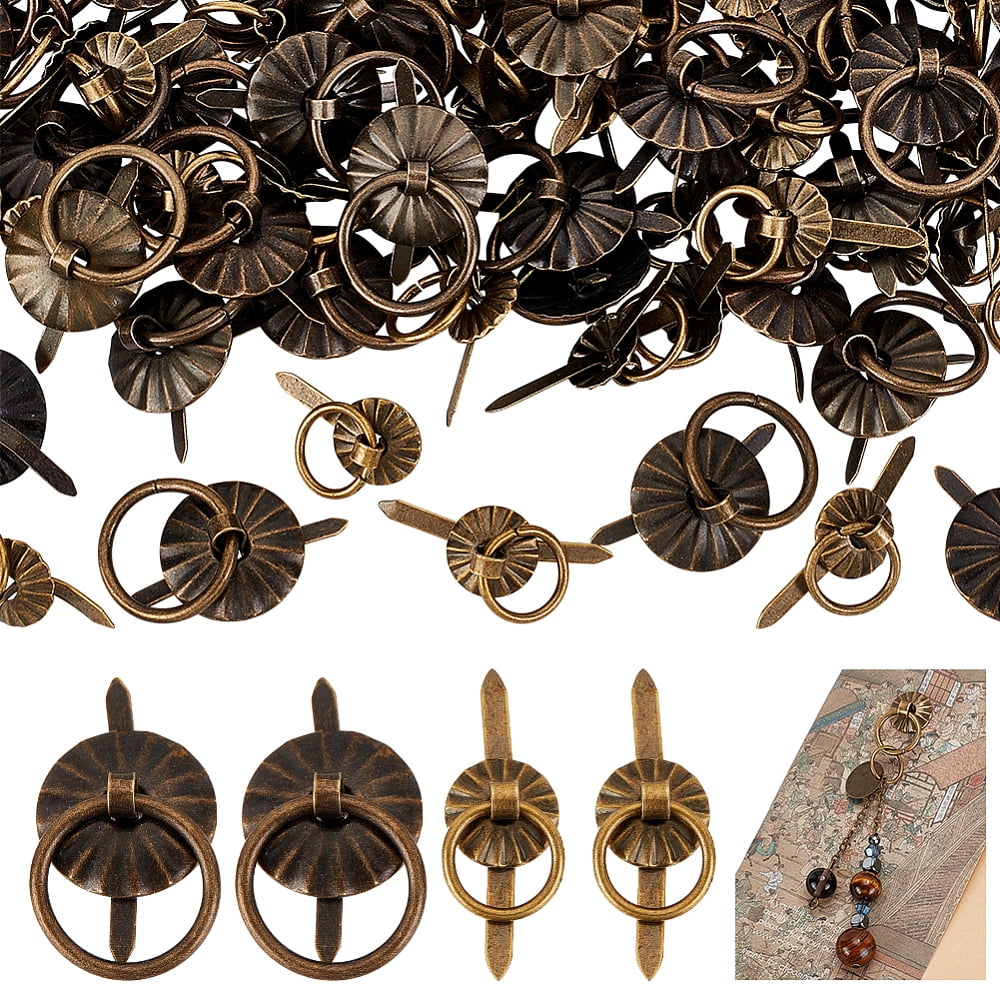 80Pcs 2 Styles Iron Round Cabinet Handle Pull Knob Bronze 12~19x6~7mm ...
