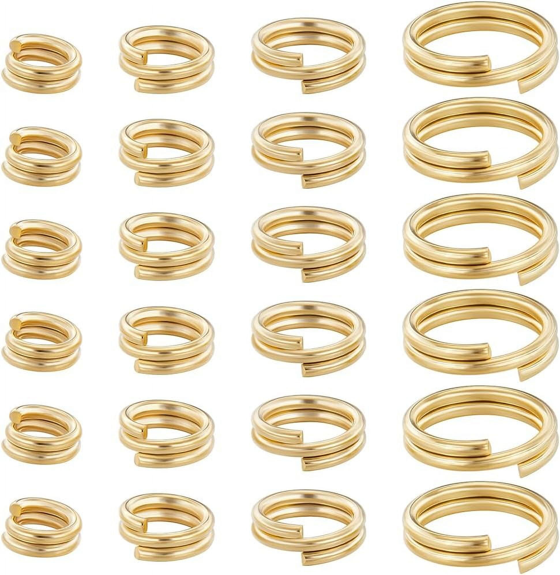 80Pcs 24K Gold Plated Split Jump Rings 4/5/6/8mm Double Loops Split ...