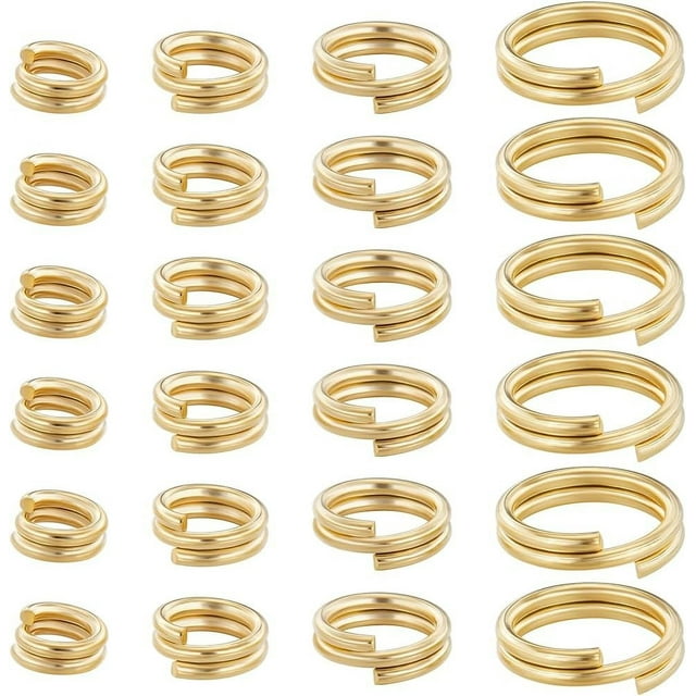 80Pcs 24K Gold Plated Split Jump Rings 4/5/6/8mm Double Loops Split ...