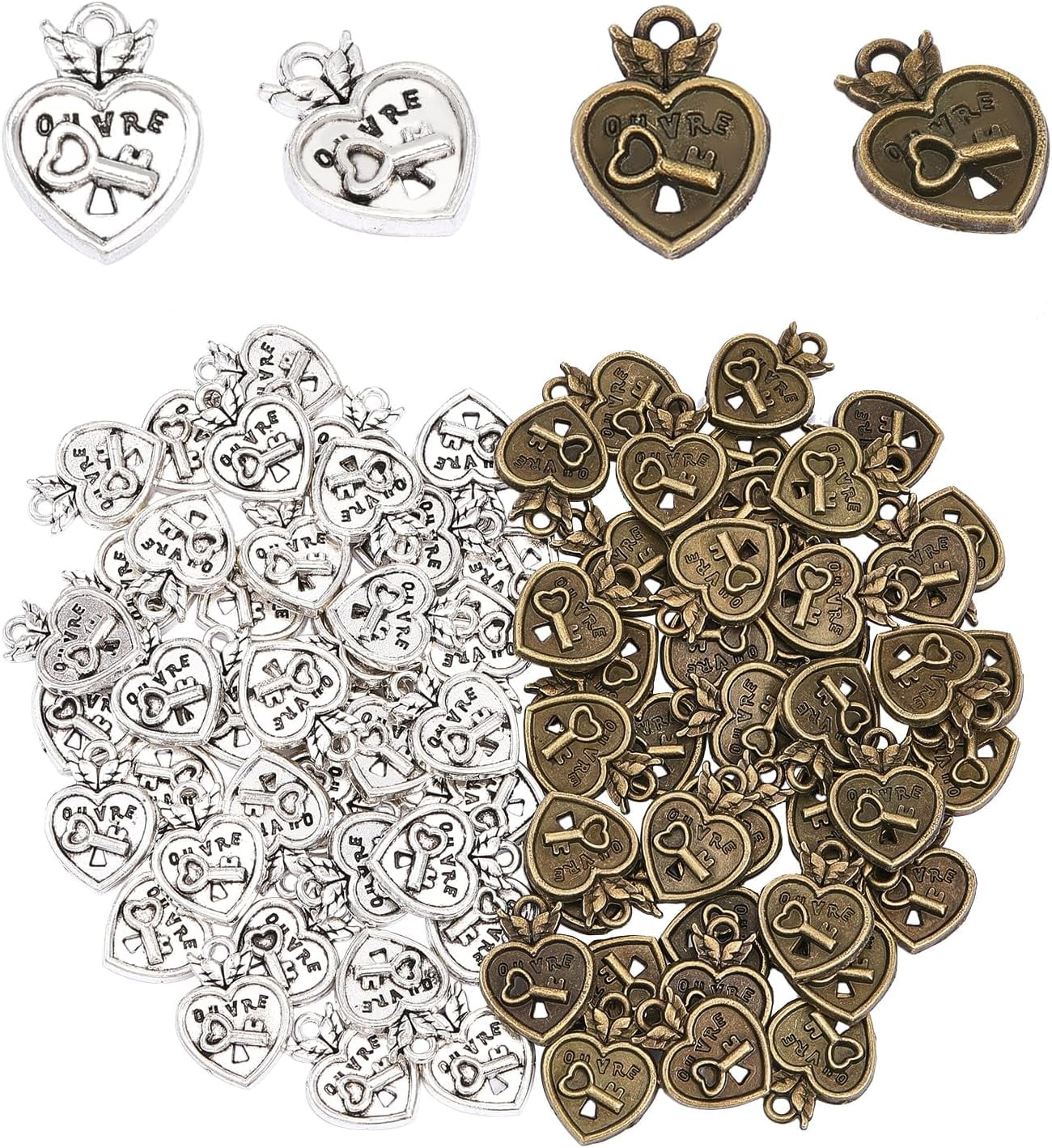 80Pcs 2Colors Lock Charms Pendant Tibetan Style Lock Charms Alloy Lock ...