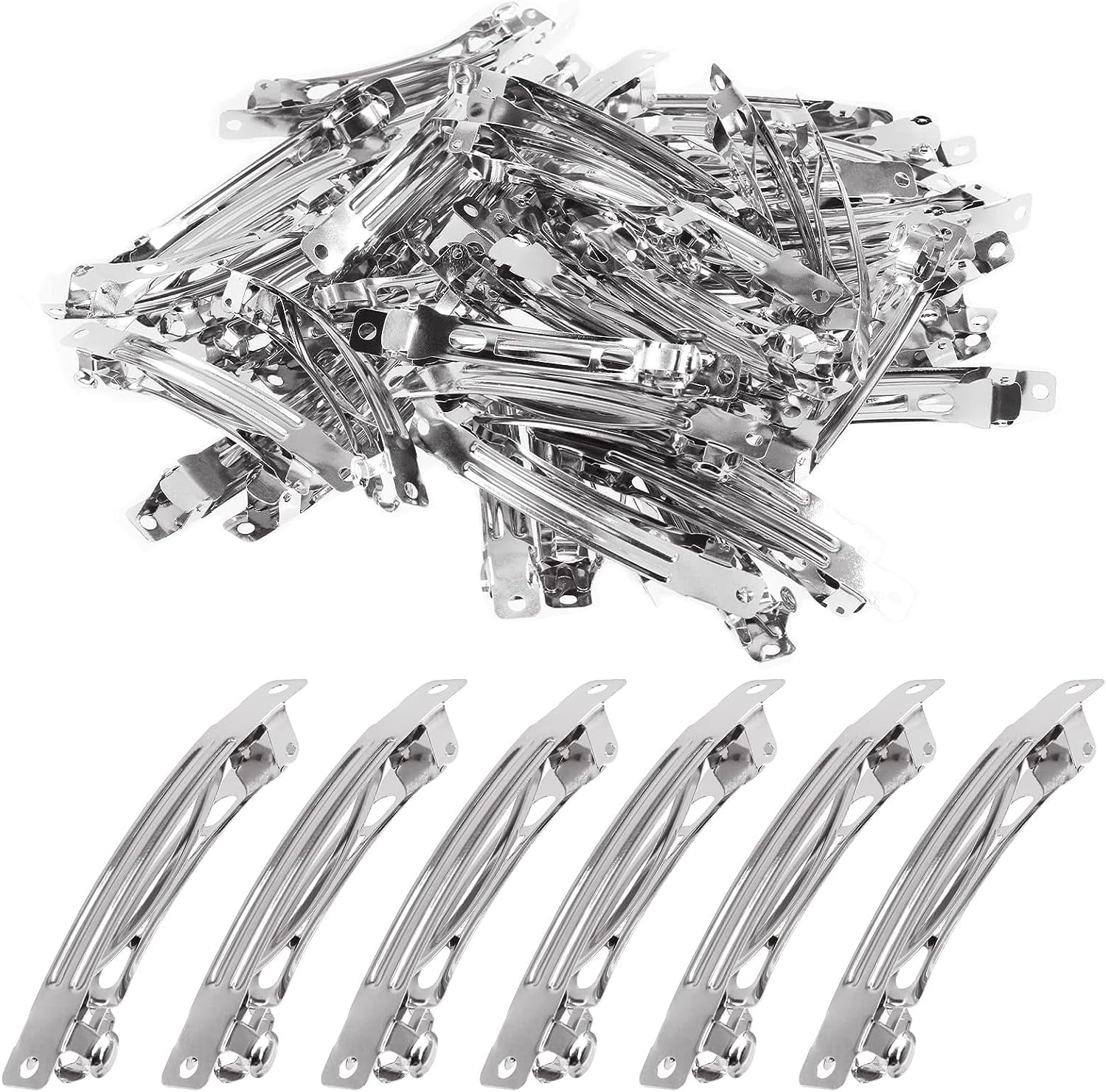 80Pcs 3 Inch French Barrette Hair Clips, 80mm Metal Blank Hair Clips ...