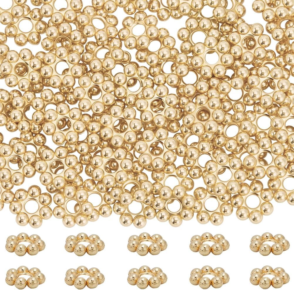 80Pcs 3mm Flower Spacer Beads Small 18K Gold Plated Stainless Steel ...