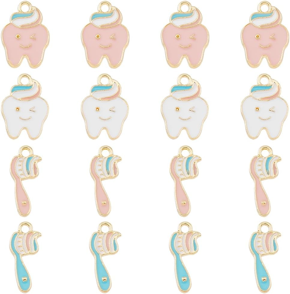 80Pcs 4 Style Alloy Enamel Charms Cadmium Free & Lead Free Light Gold ...