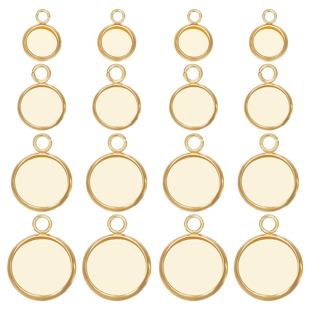 80Pcs 4 Styles 304 Stainless Steel Pendant Cabochon Settings Plain Edge ...