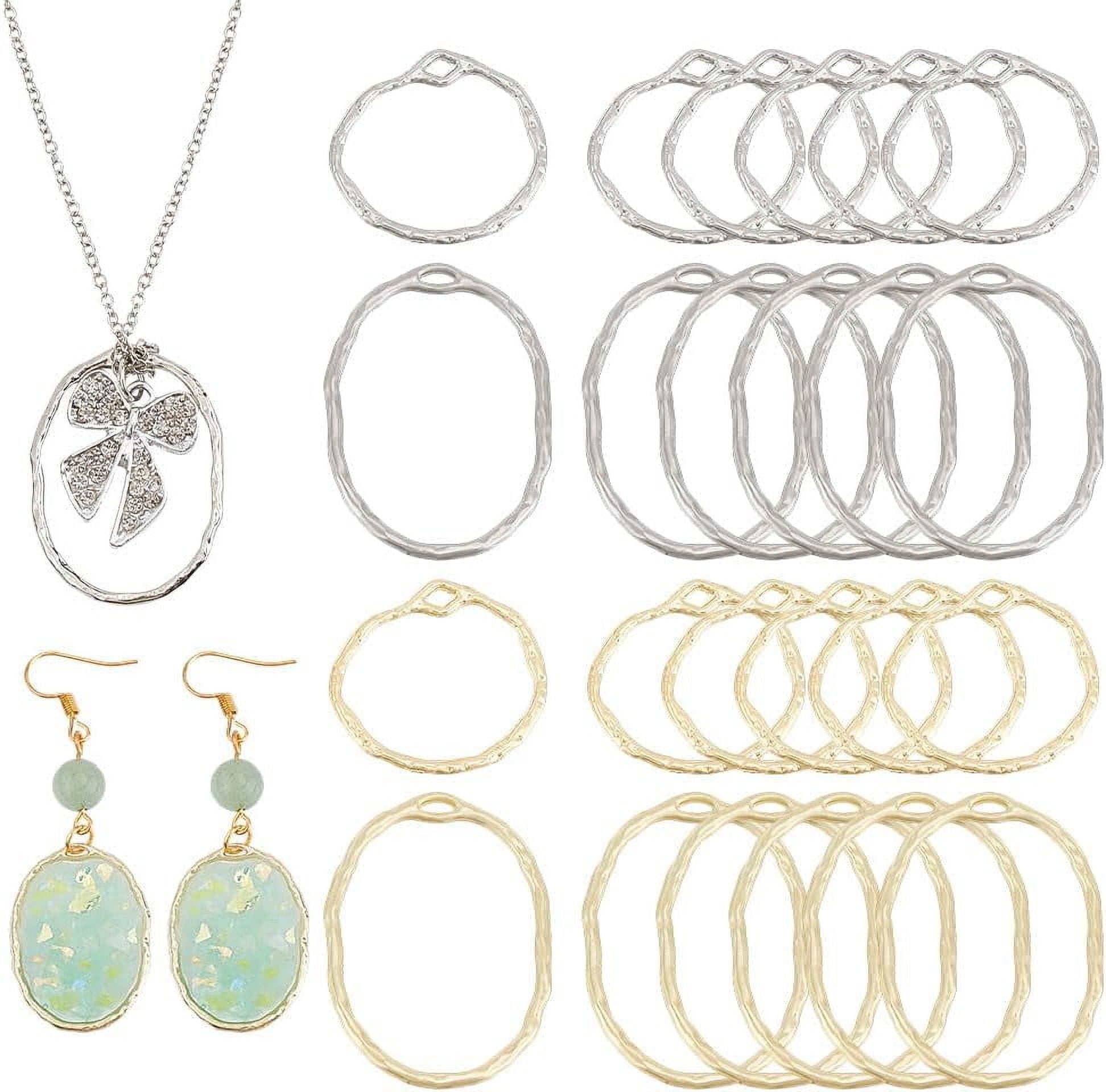 80Pcs 4 Styles Alloy Open Back Bezel Pendants Platinum Light Gold ...