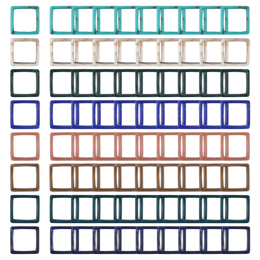 80Pcs 8 Colors Acrylic Bead Frame Imitation Gemstone Style Rhombus ...
