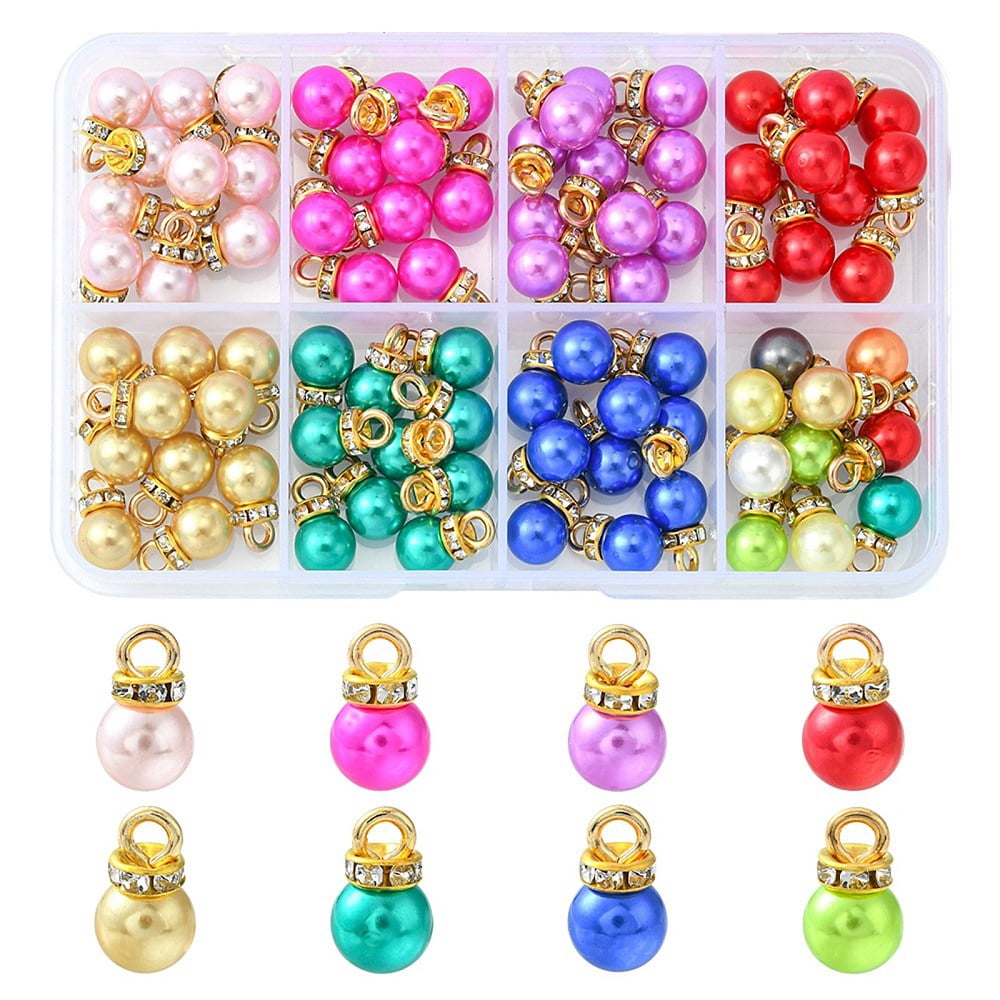 80Pcs 8 Colors Plastic Charms with Golden Tone Iron Findings and ...