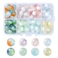80Pcs 8 Colors Transparent Glass Beads Two Tone Round Mixed Color ...