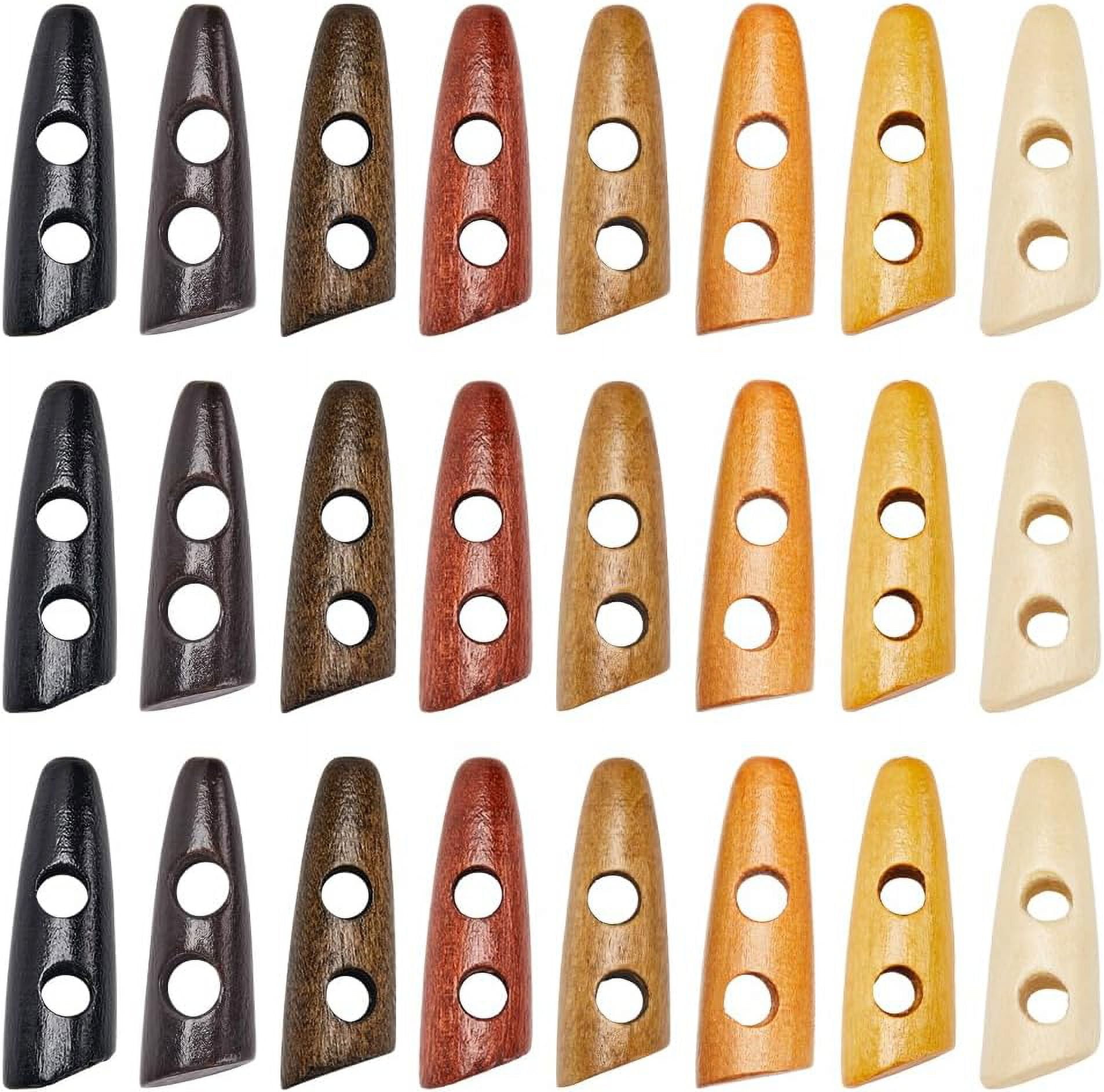 80Pcs 8 Colors Wooden Buttons Coat Buttons 2-Hole Mixed Color ...